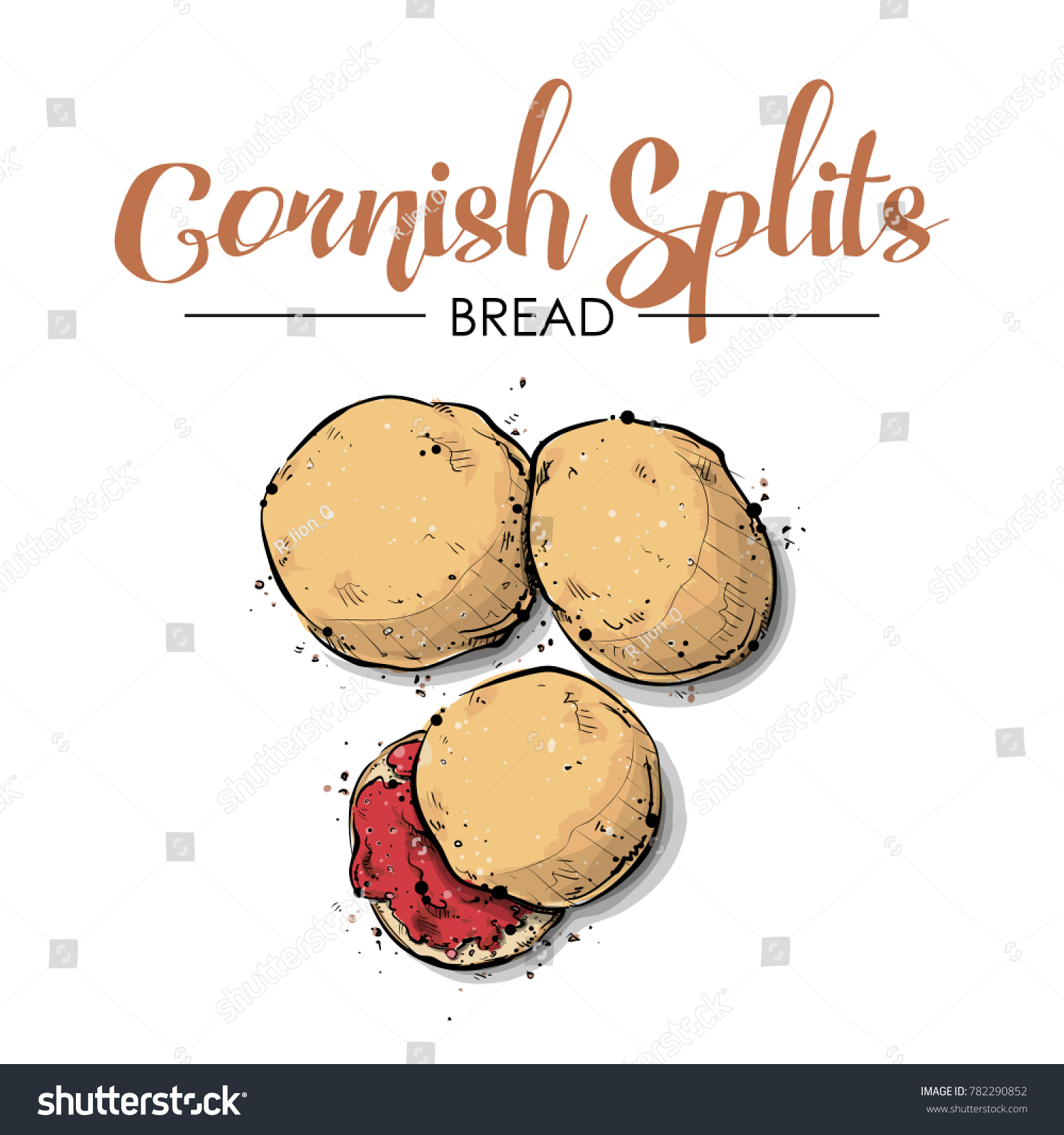 Cornish Splits Bread Drawing Sketch Style Stock Vector (Royalty Free ...