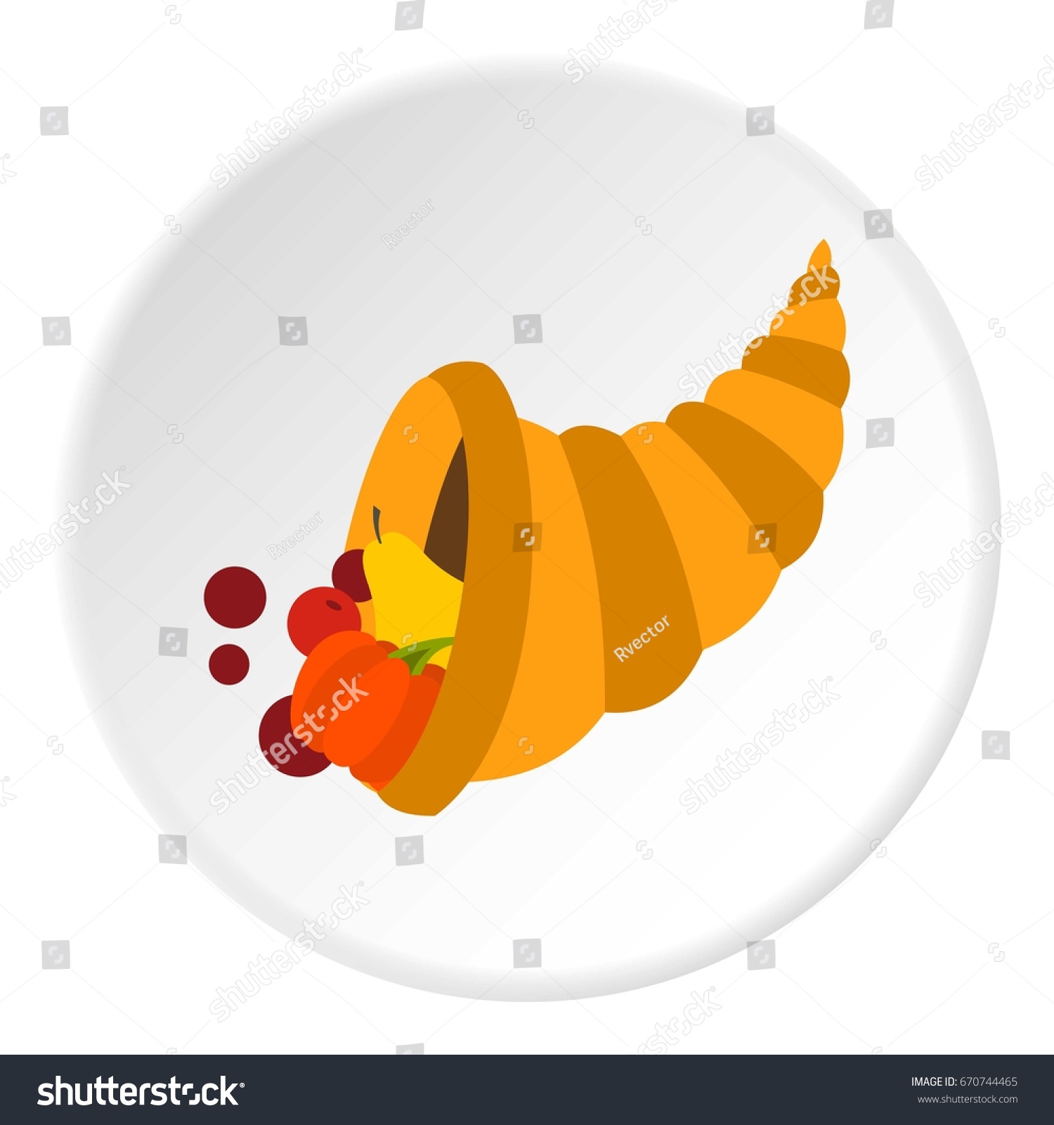 Cornucopia Icon Flat Circle Isolated Vector: vector de stock (libre de ...