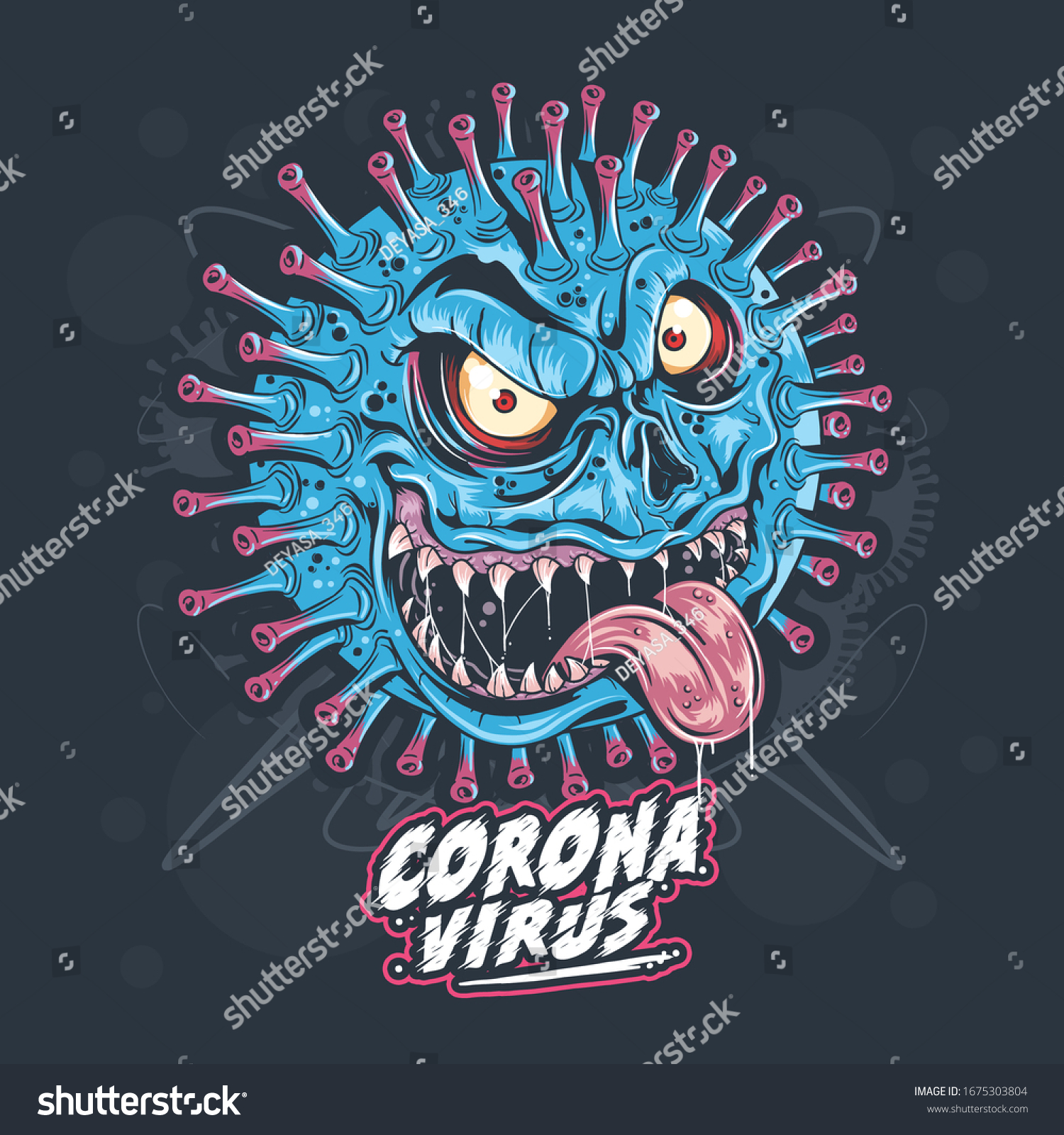 Corona Virus Monster Artwork Vector Stock Vector (Royalty Free) 1675303804