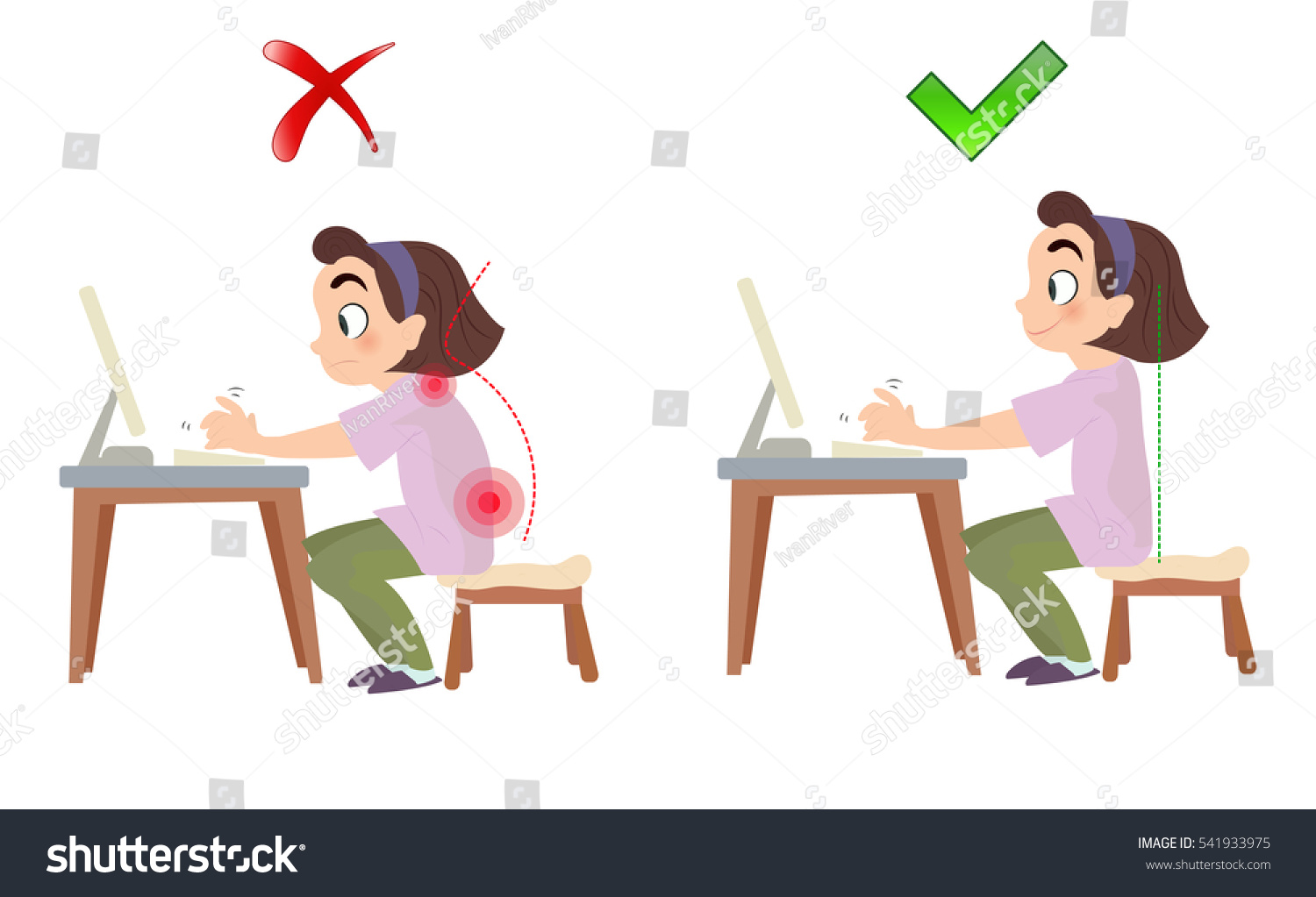 Correct Bad Spine Sitting Posture Diagram Stock Vector (Royalty Free ... Correct Bad Spine Sitting Posture Diagram Stock Vector (Royalty Free ...