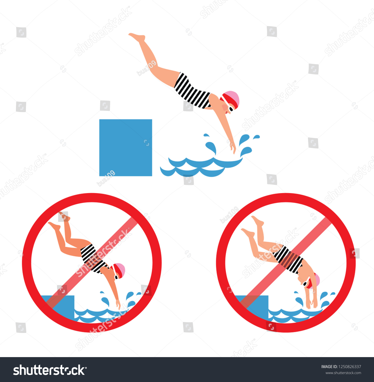Correct Wrong Diving Poses Vector Illustrations: เวกเตอร์สต็อก (ปลอดค่า ...