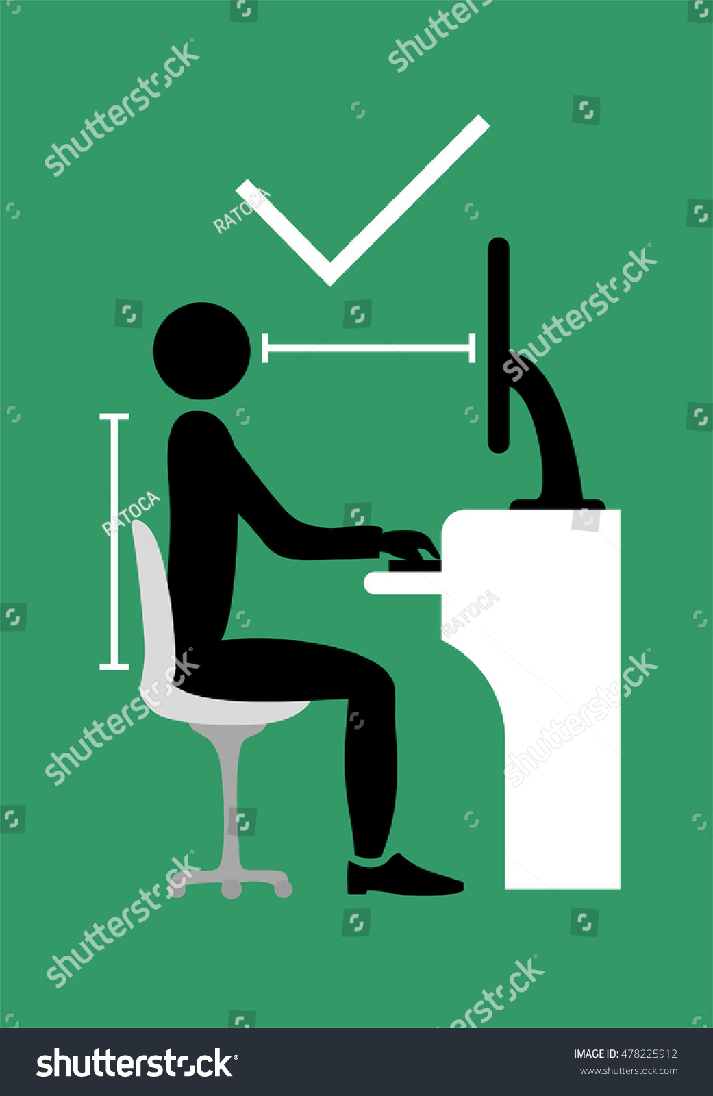 Correct Back Sitting Pose Symbol: เวกเตอร์สต็อก (ปลอดค่าลิขสิทธิ์ ...