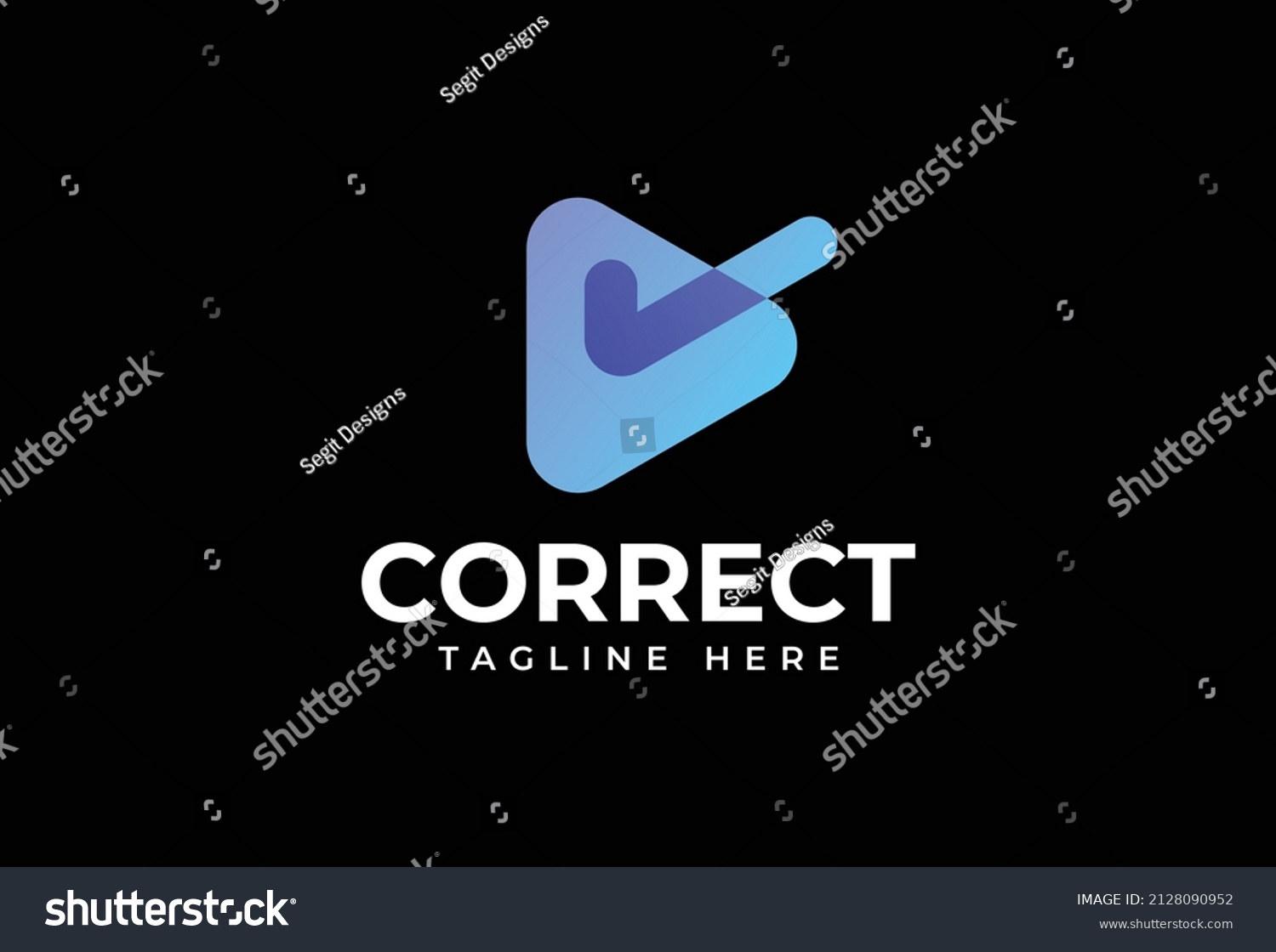 Correct Media Play Logo Design Stock Vector (Royalty Free) 2128090952