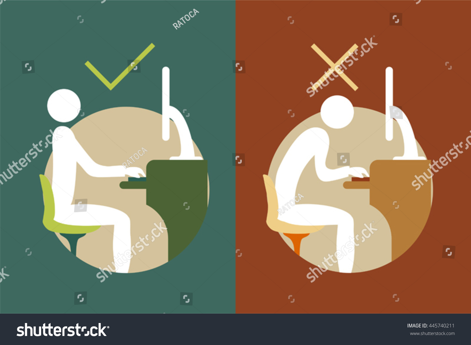 Correct Office Back Sitting Symbols Stock Vector (Royalty Free) 445740211