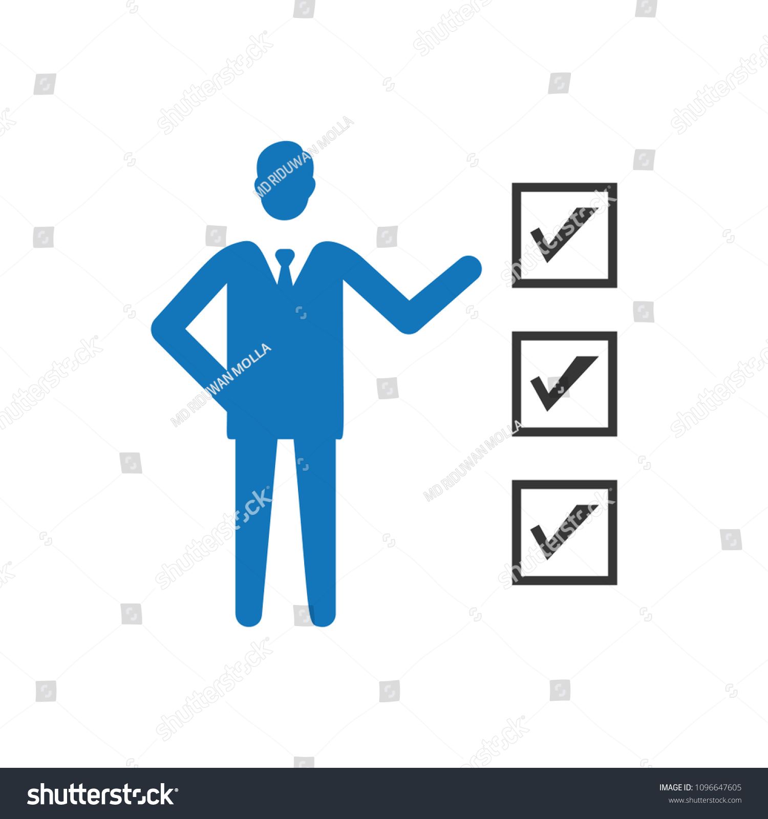 Correct Plan Icon Blue Stock Vector (Royalty Free) 1096647605