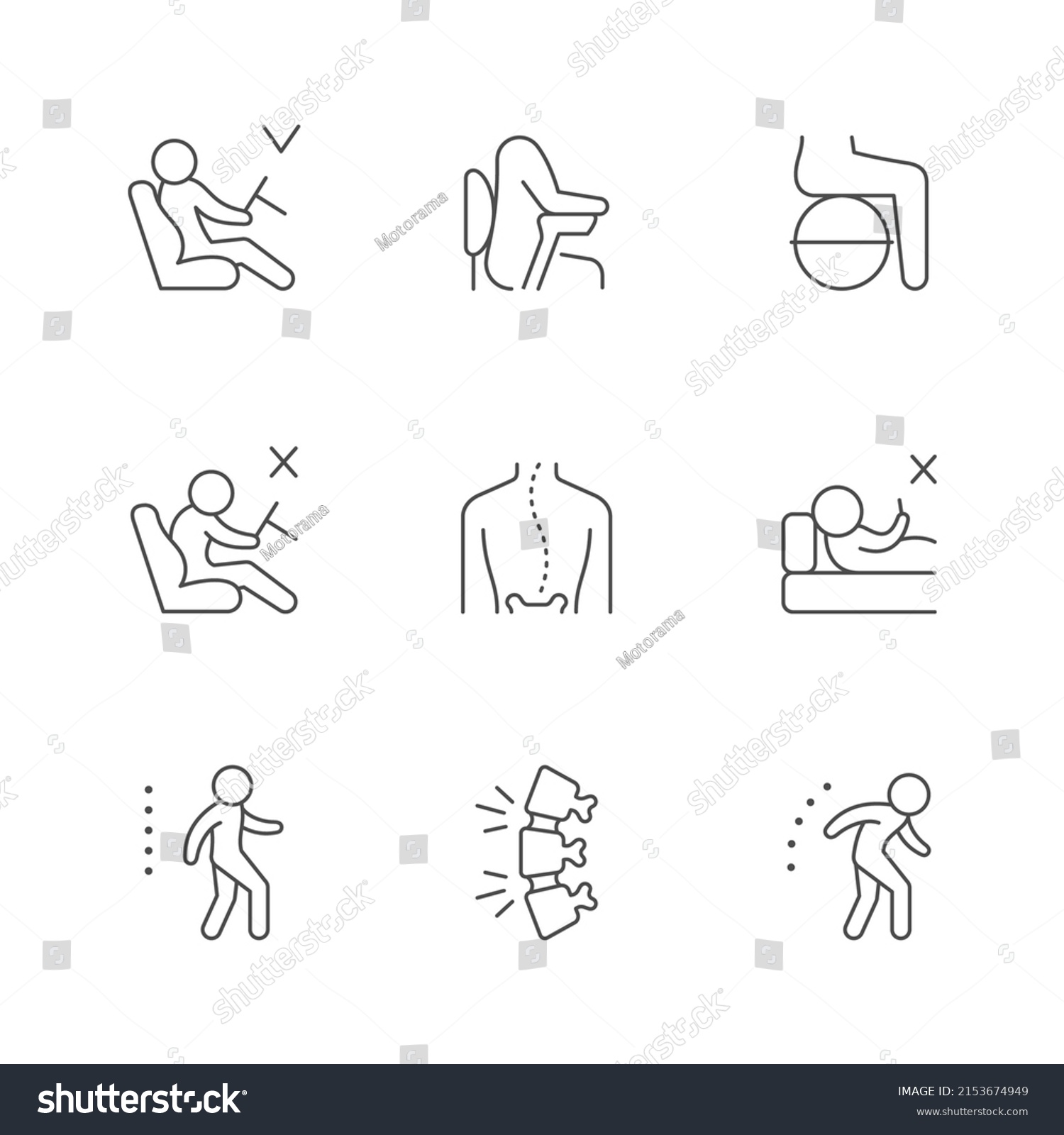 Correct Posture Line Outline Icon Stock Vector (Royalty Free ...