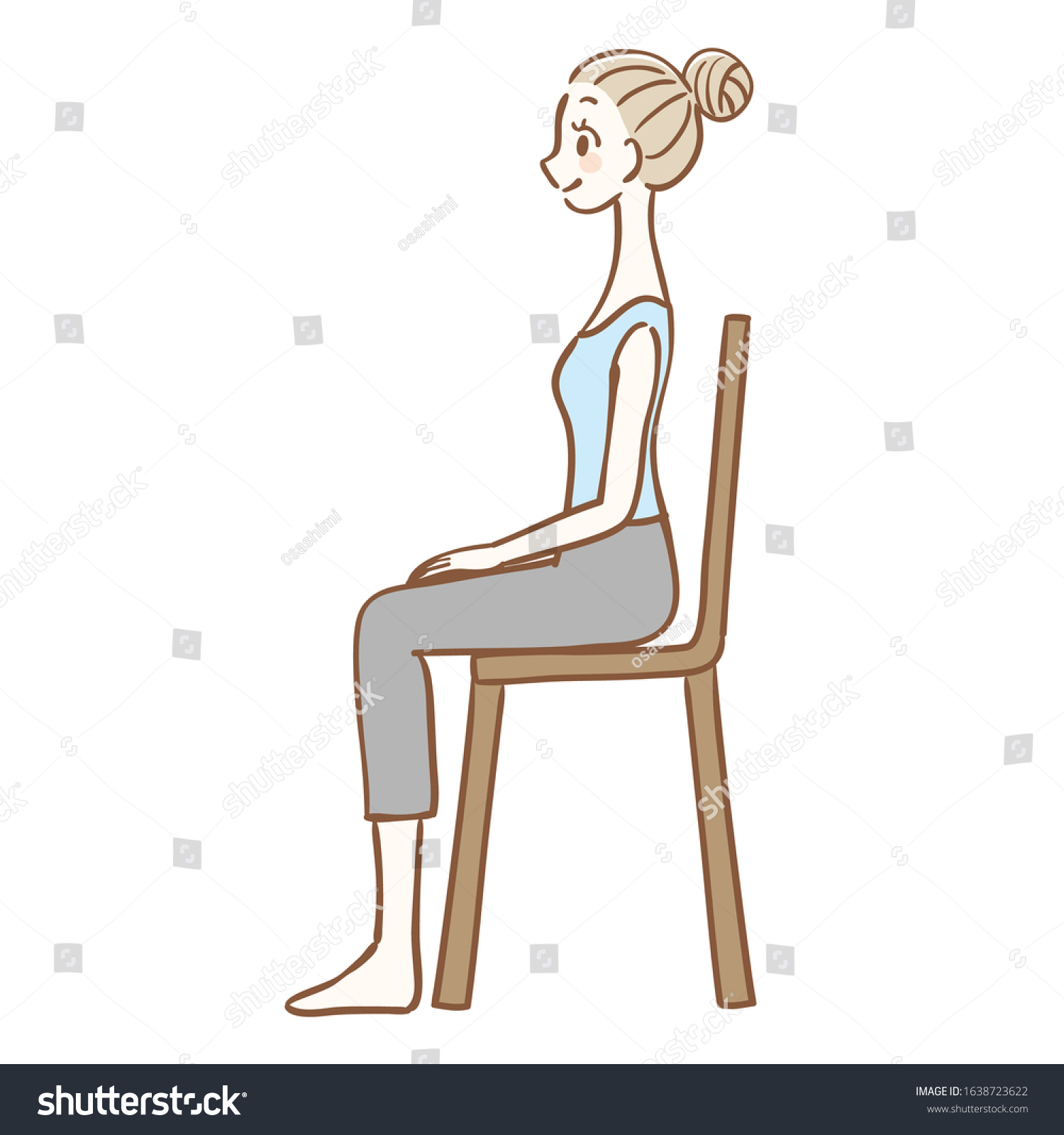 Correct Posture When Sitting On Chair 스톡 벡터(로열티 프리) 1638723622
