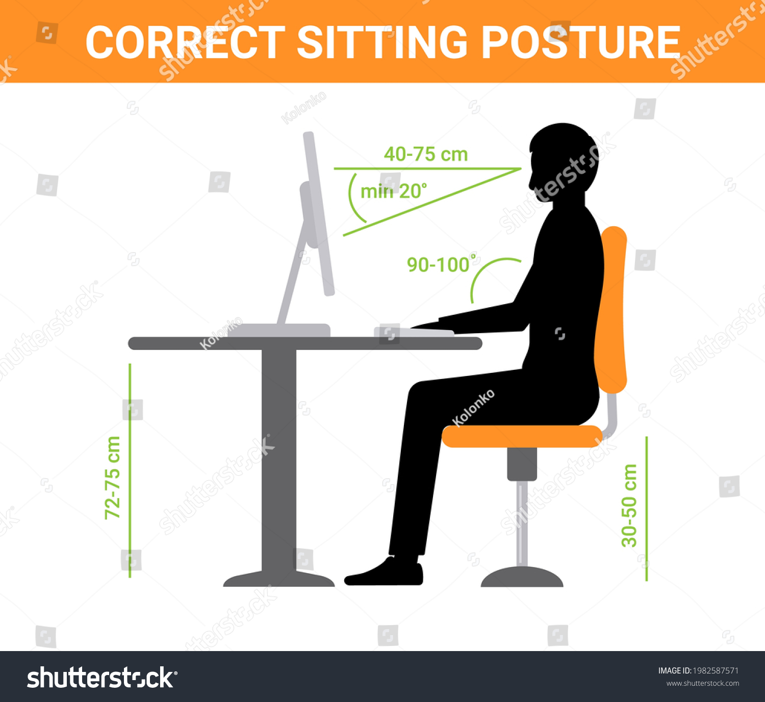 Correct Sit Position Posture Ergonomic Computer Stock Vector (Royalty ...