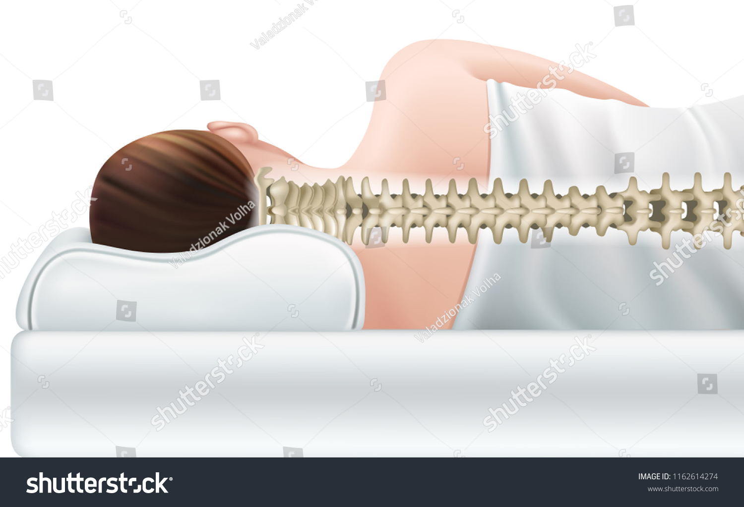 Correct Sleeping Position Realistic Vector Illustration Stock Vector ...