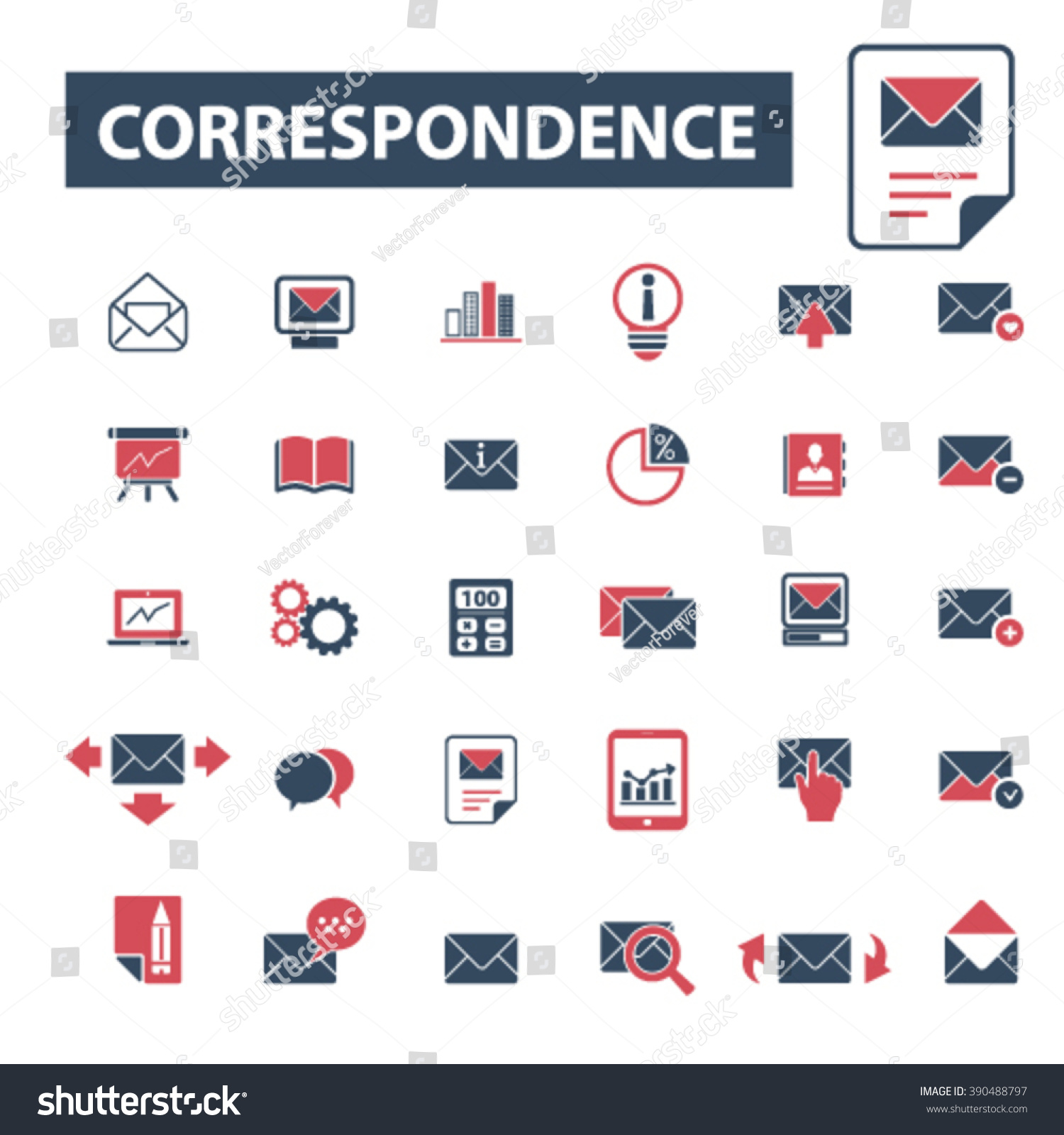 Correspondence Icons Stock Vector (Royalty Free) 390488797 | Shutterstock