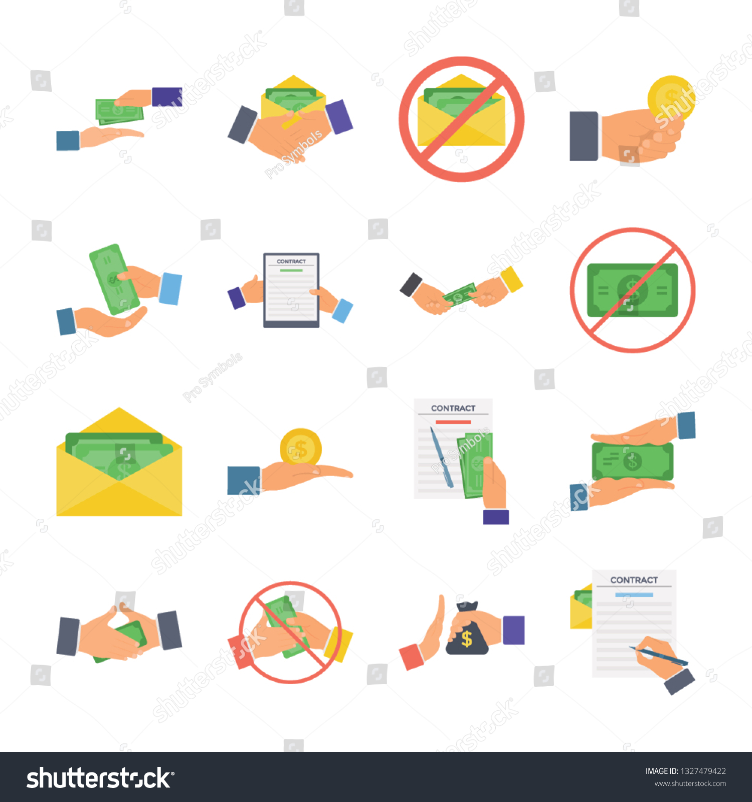 Corruption Flat Icons Pack Stock Vector (Royalty Free) 1327479422