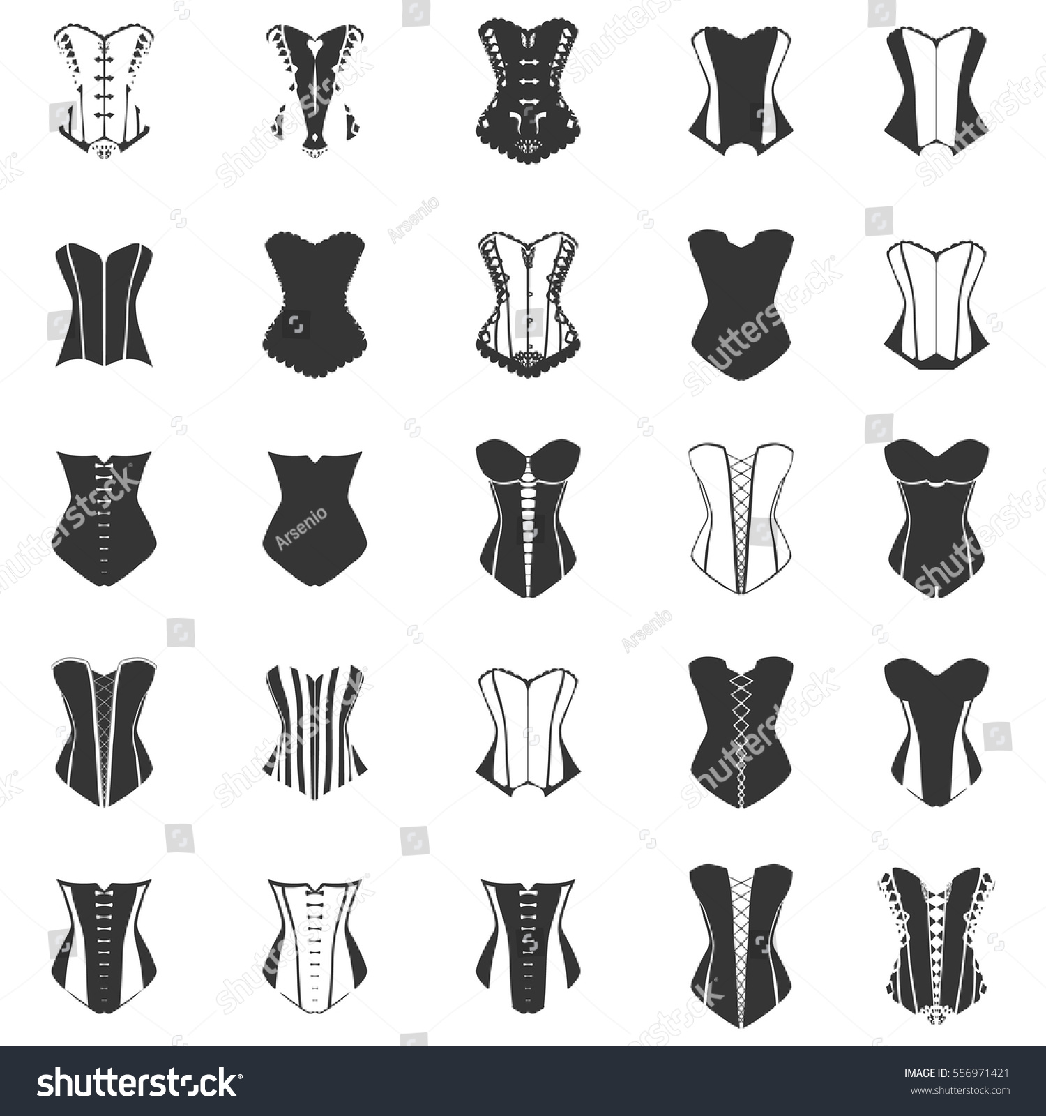 Corset Icon Set 25 Components Stock Vector (Royalty Free) 556971421