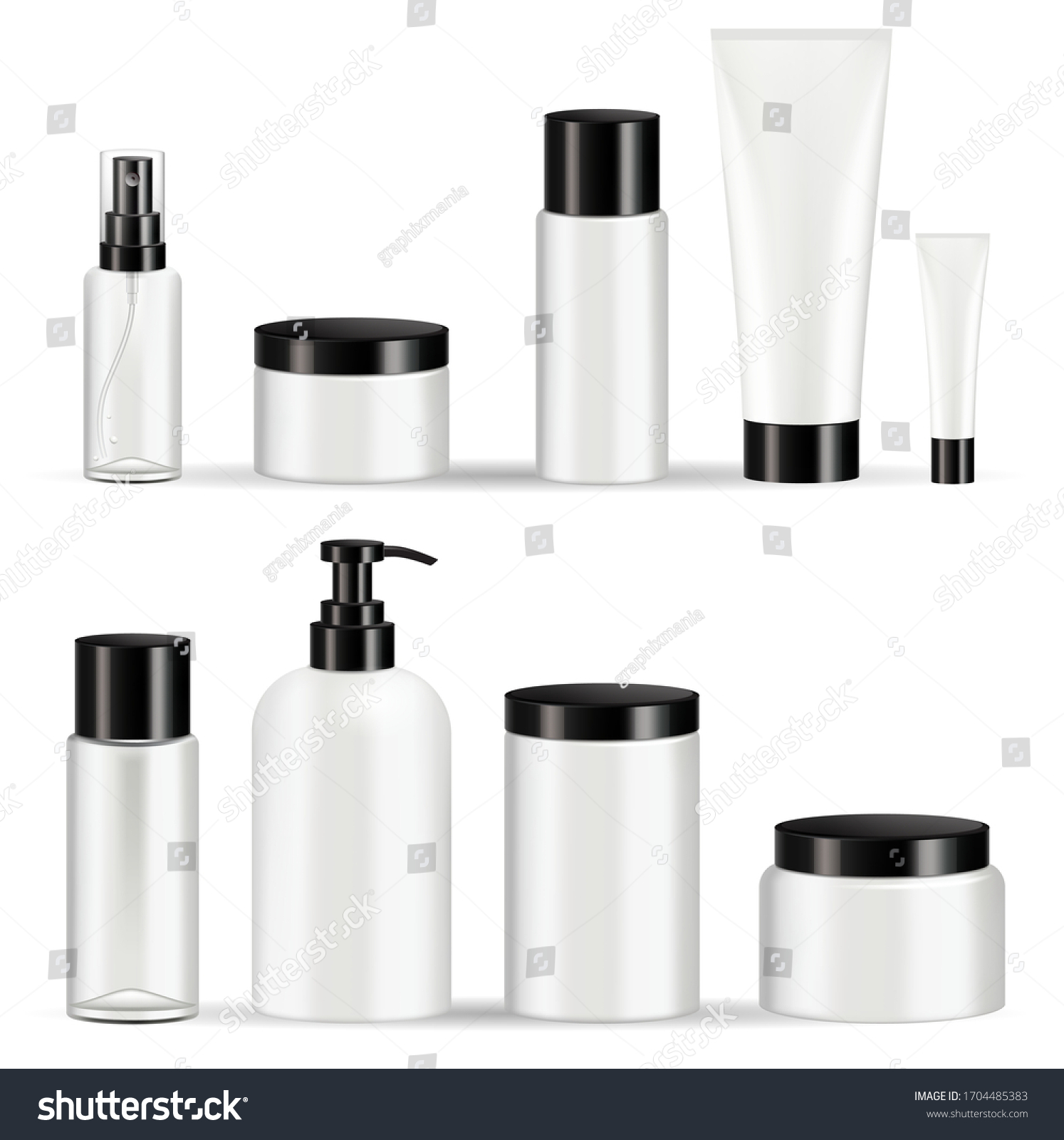 Cosmetic Bottles Packaging Set Vector Illustrations: เวกเตอร์สต็อก ...