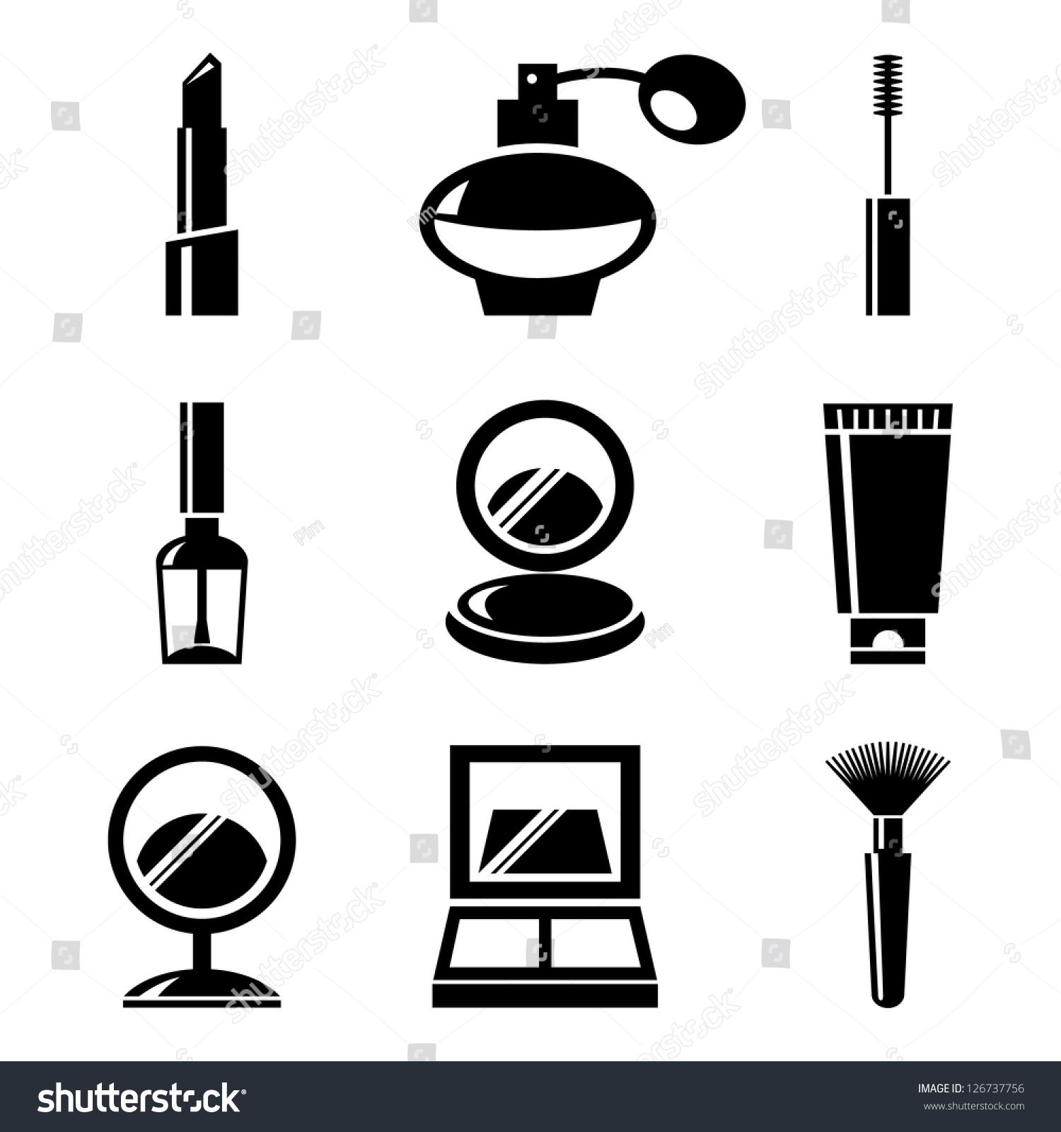 Cosmetics Icons Set Stock Vector 126737756 - Shutterstock