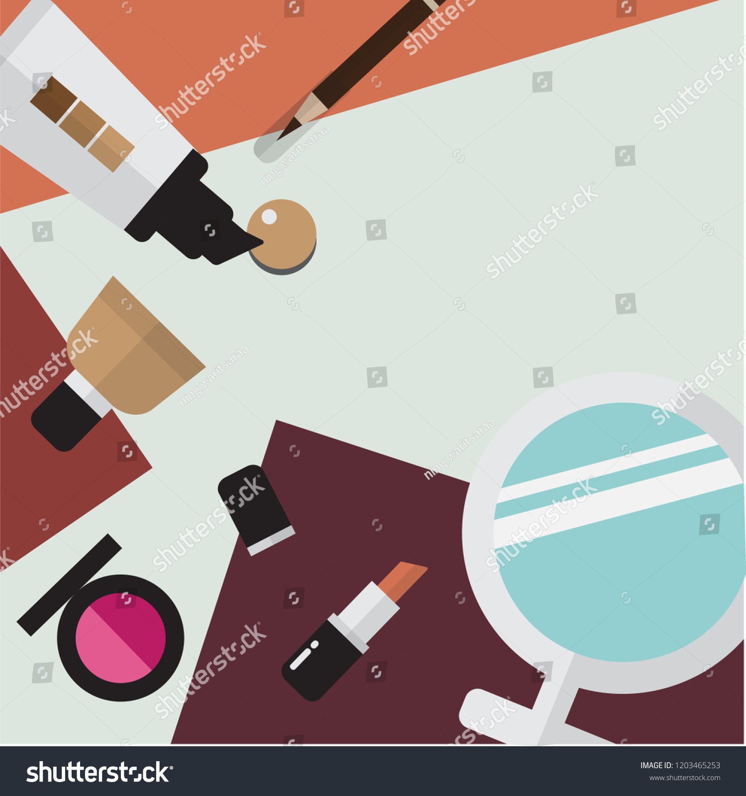 Cosmetics Makeup Elements Banner Simple Design Stock Vector (Royalty ...