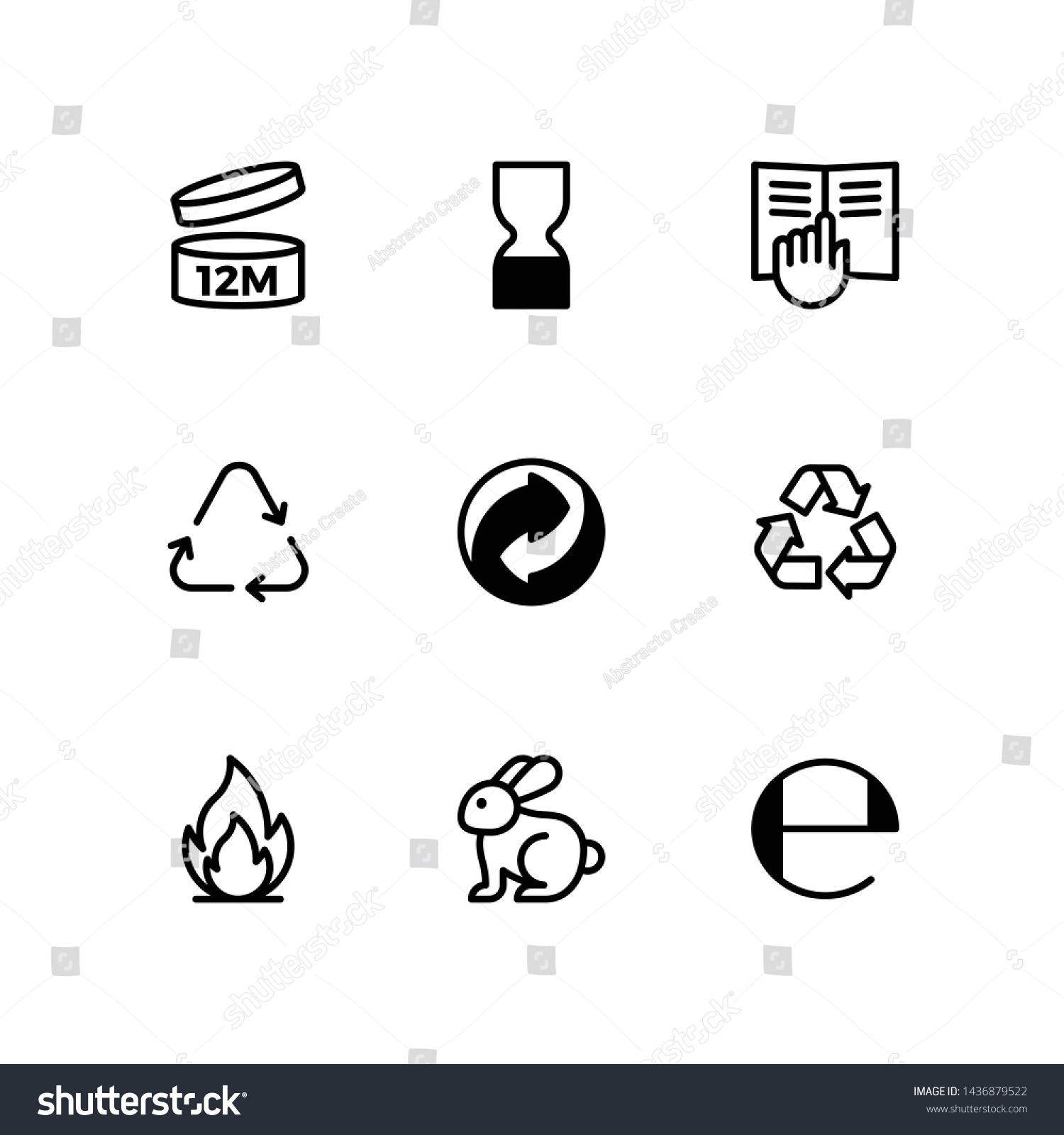Cosmetics Packaging Symbols Setvector Illustration Stock Vector ...