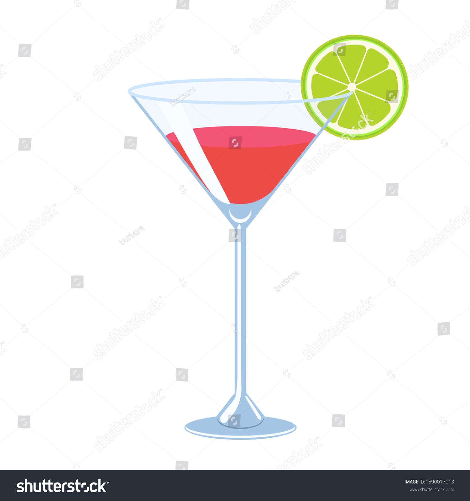 Cosmopolitan Cocktail Isolate On White Background Stock Vector (Royalty ...