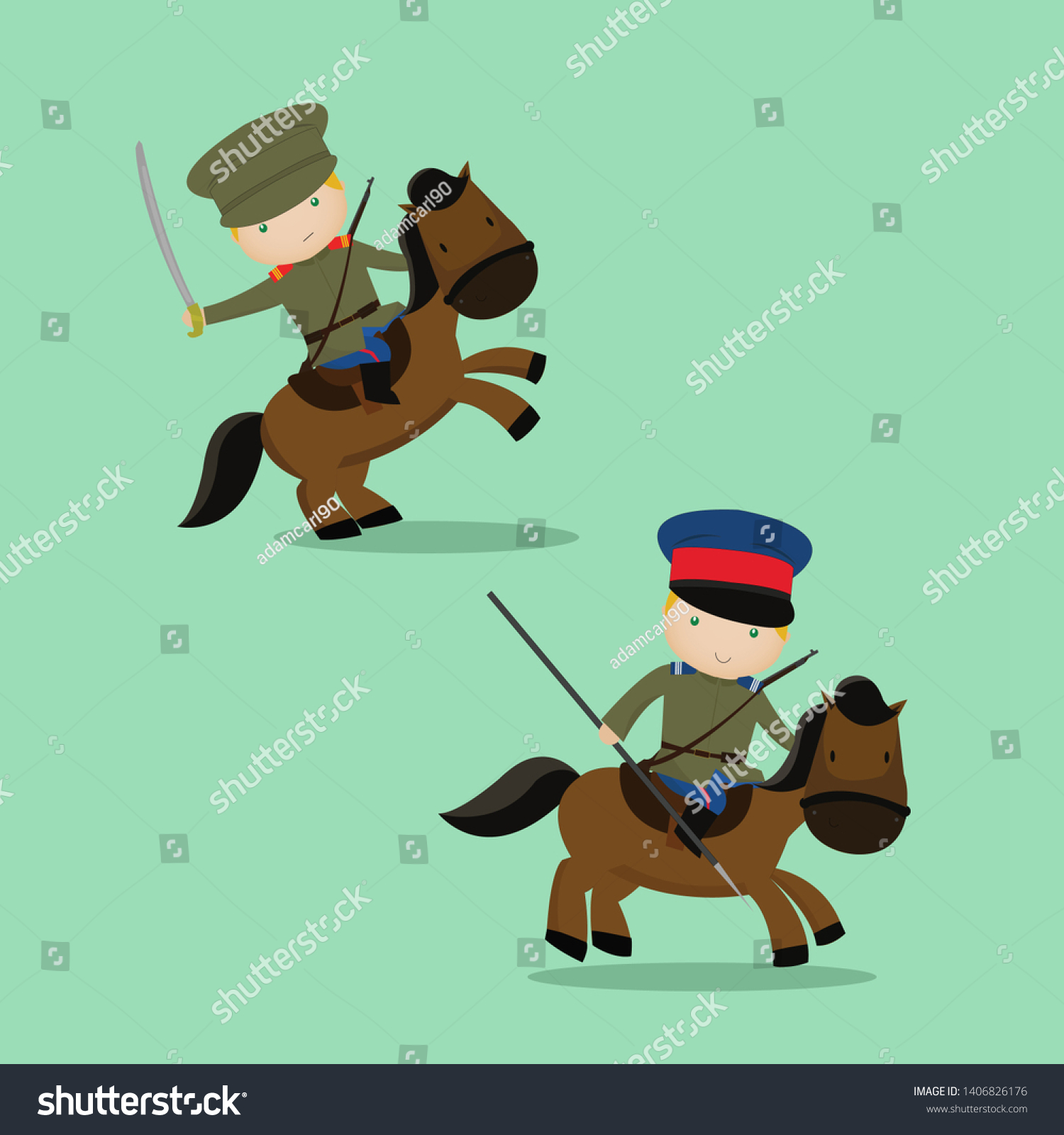Cossack Cavalryman Cartoon Vector Illustration Stock Vector (Royalty ...