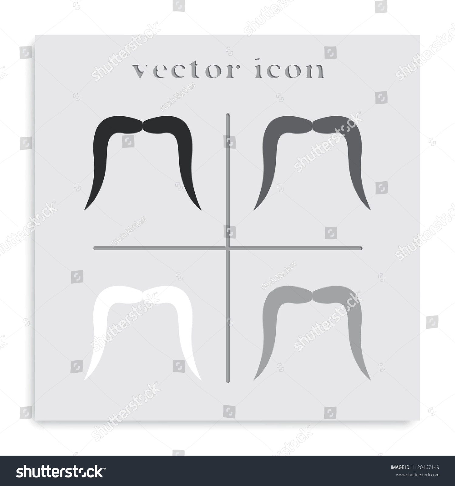 Cossack Mustache Flat Black White Vector Stock Vector (Royalty Free ...