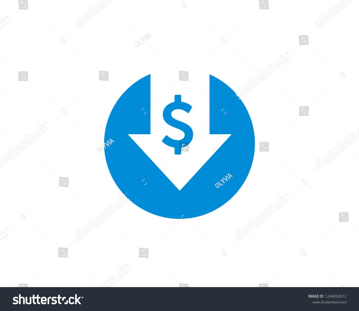 Icono de reducción de costes Planos: vector de stock (libre de regalías ...