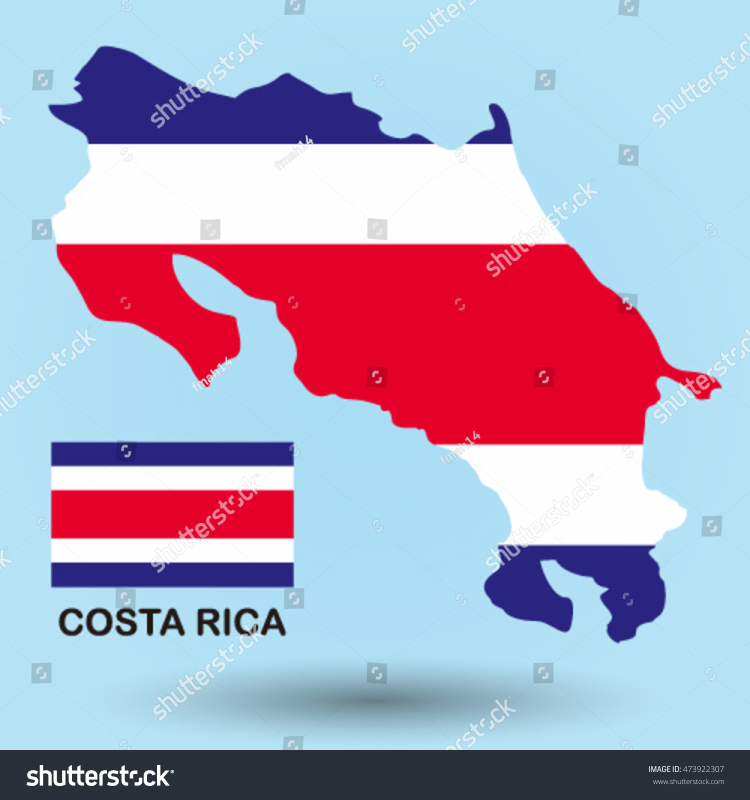 Costa Rica Flag Map Stock Vector (Royalty Free) 473922307