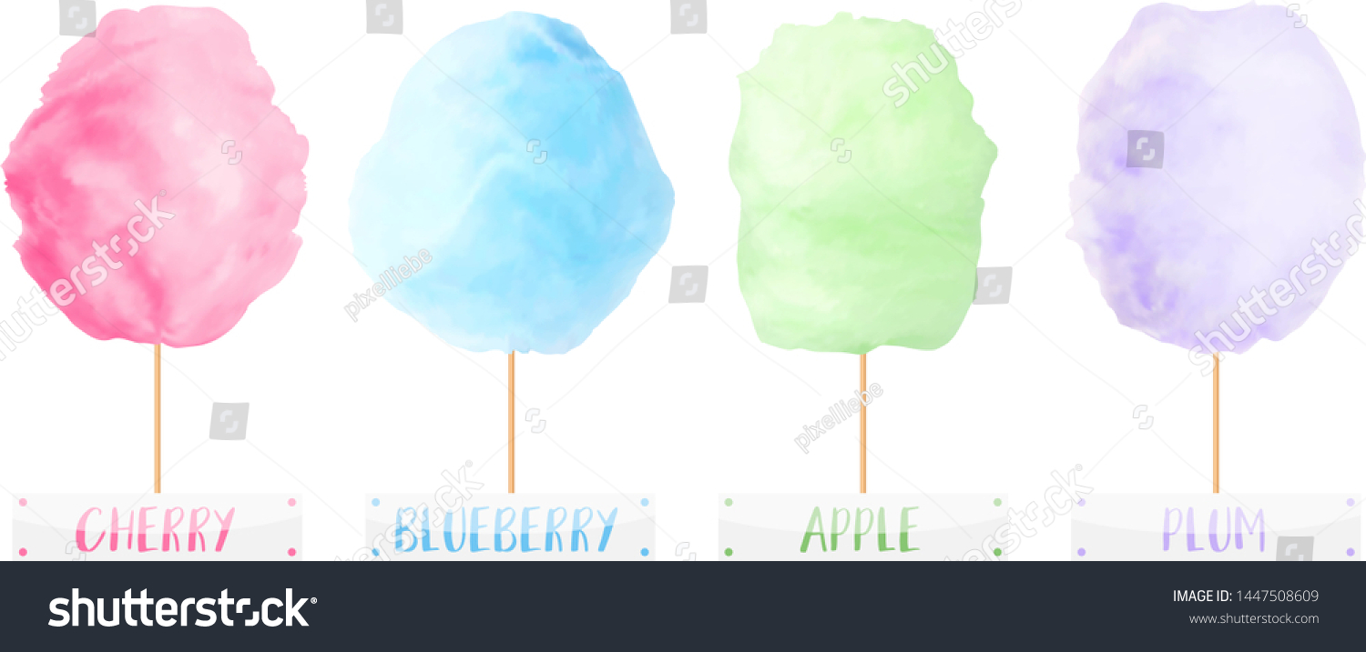 Cotton Candy Different Flavors Vector Set Stock Vector (Royalty Free ...