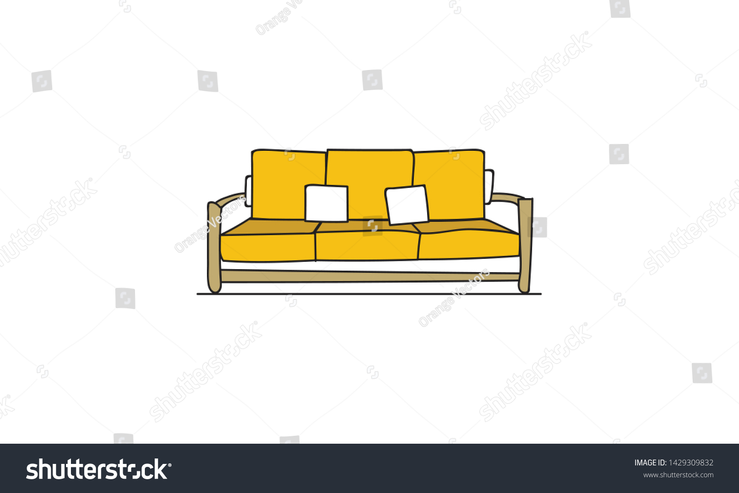 Couch Sofa Vector Hand Drawn Sketch Stock Vector (Royalty Free ...