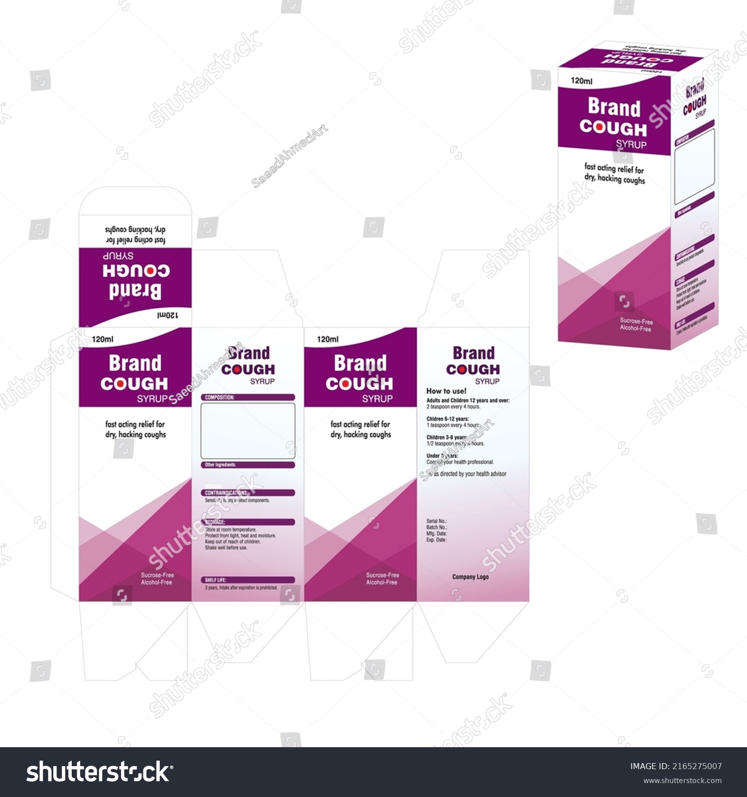 Cough Syrup Packaging Box 04 06 Stock Vector (Royalty Free) 2165275007 ...