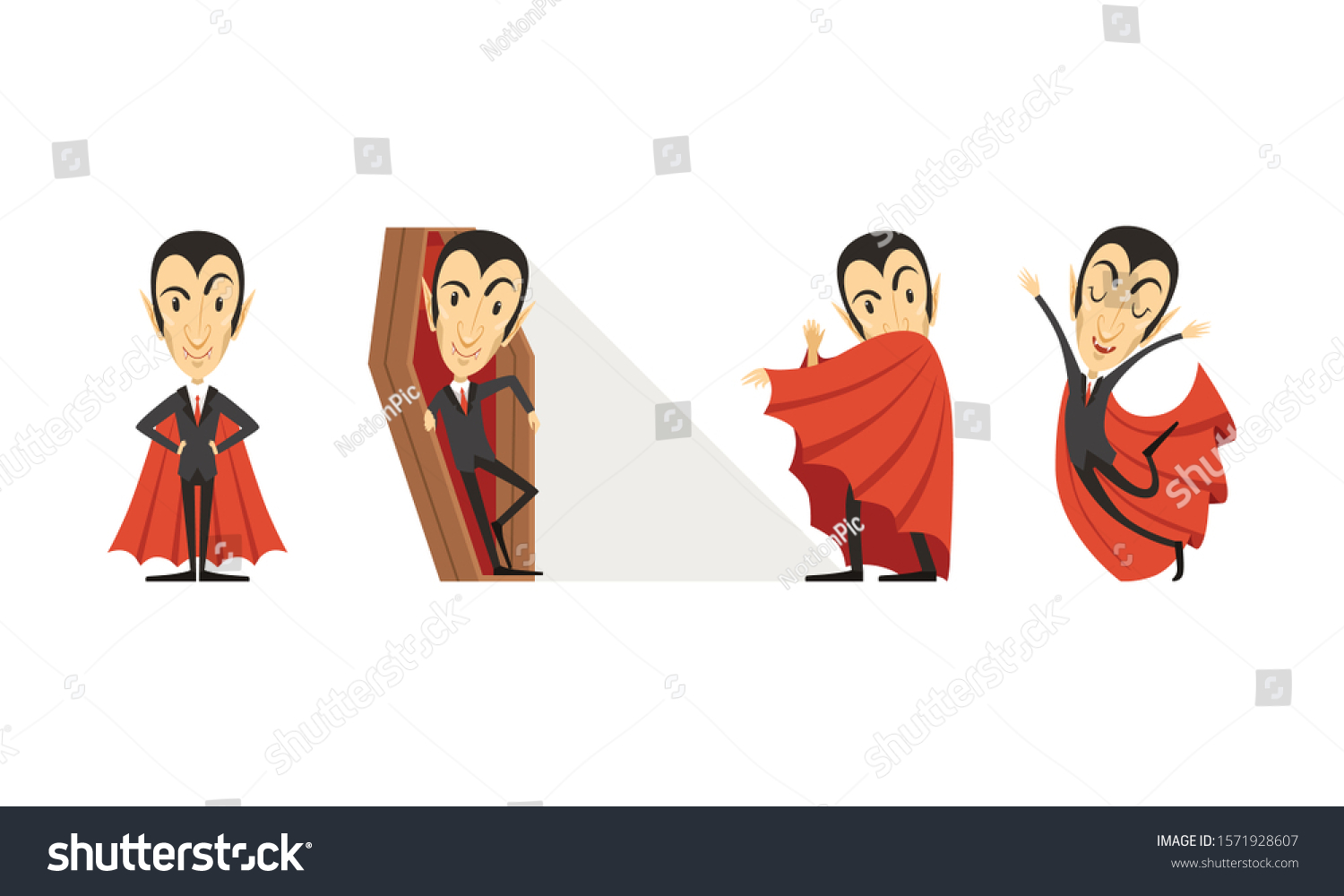 Count Dracula Cartoon Character Different Poses Stock Vector (Royalty ...