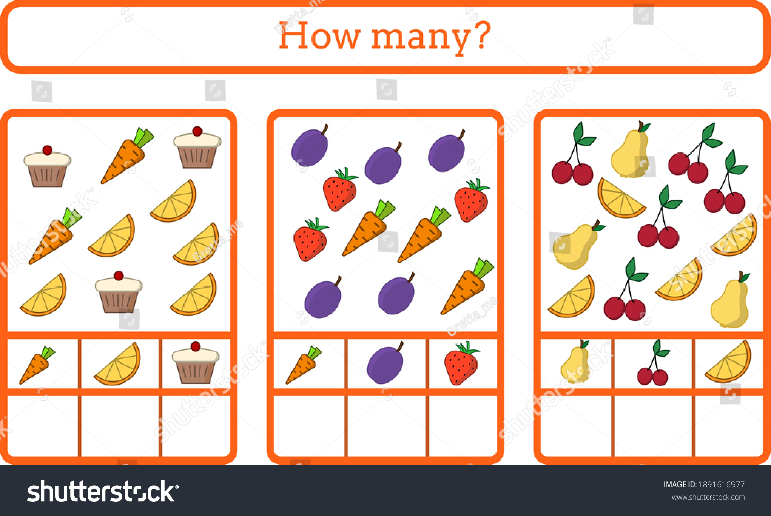 Count How Many Educational Game Children: เวกเตอร์สต็อก (ปลอดค่า ...