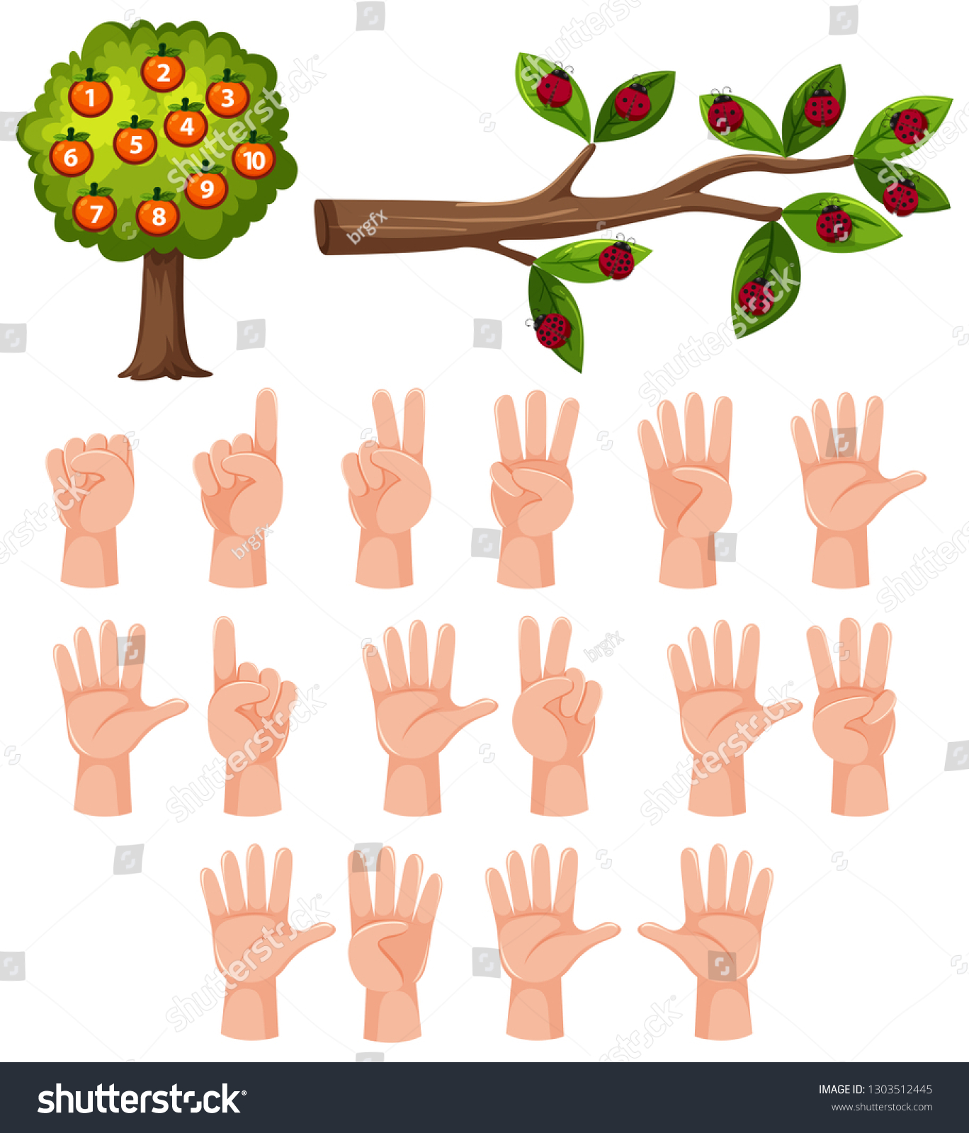 Count Math Number Hand Gesture Illustration Stock Vector (Royalty Free ...