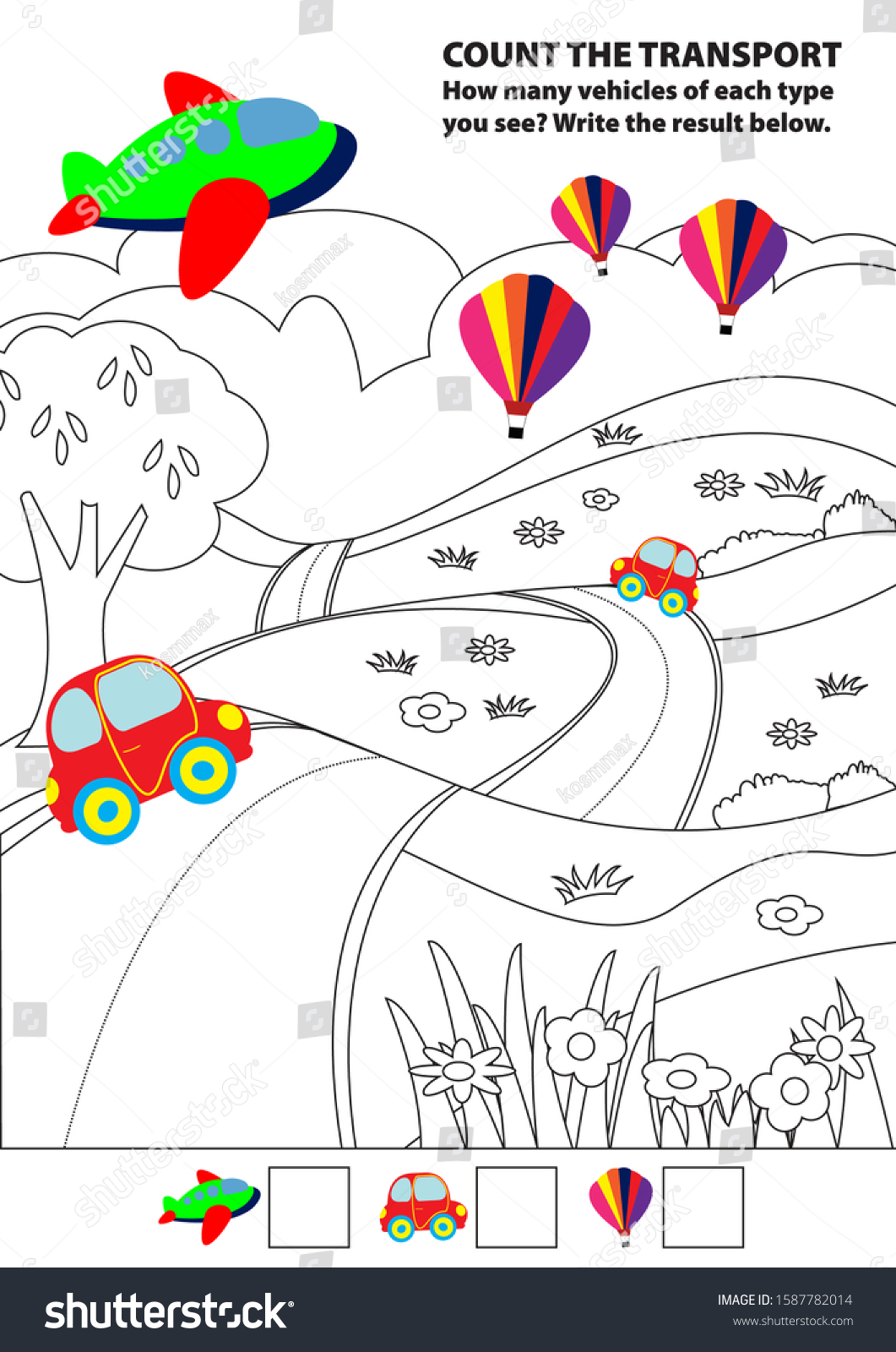 Count Transport Vector Image Outline Educational Stock Vector (Royalty ...