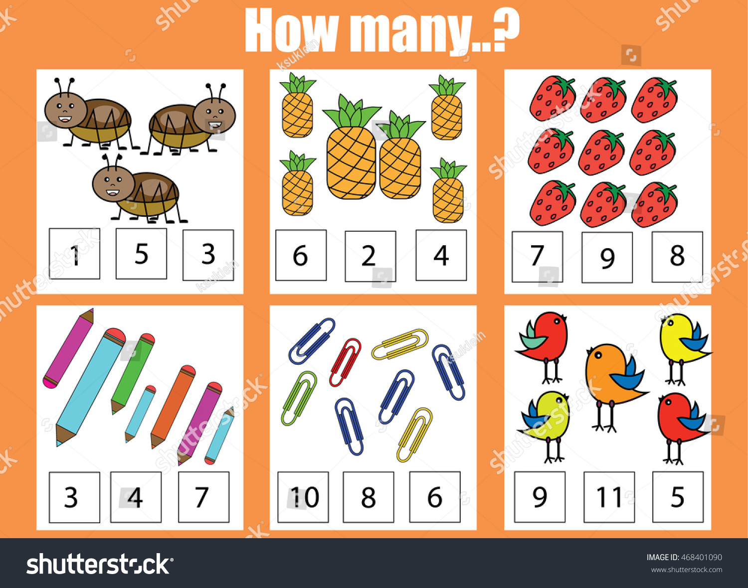 Counting Educational Children Game Kids Activity Stock Vector (Royalty ...