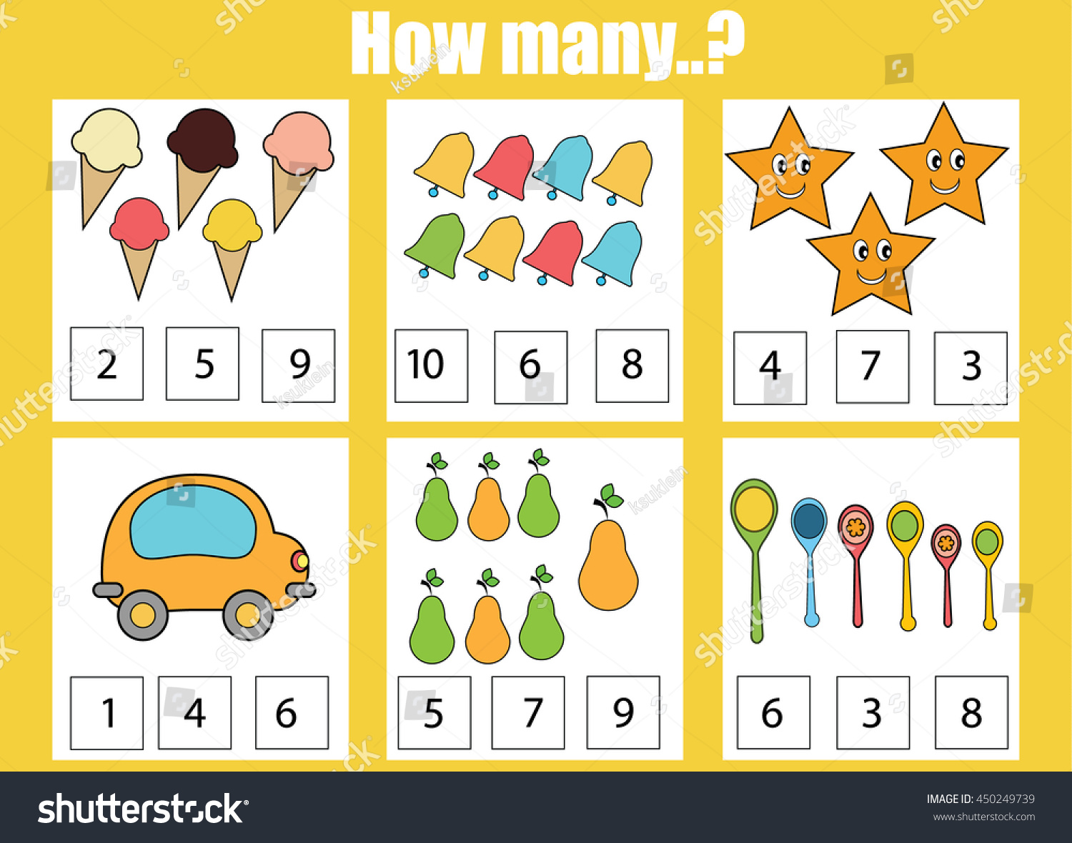Counting Educational Children Game Kids Activity: เวกเตอร์สต็อก (ปลอด ...