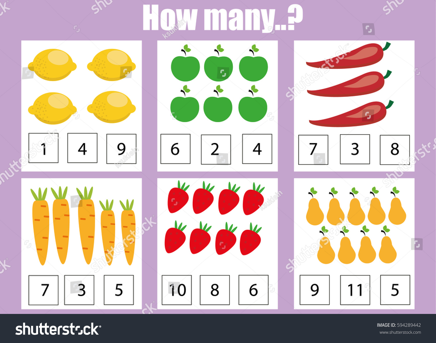 Counting Educational Children Game Kids Activity Stock Vector (Royalty ...