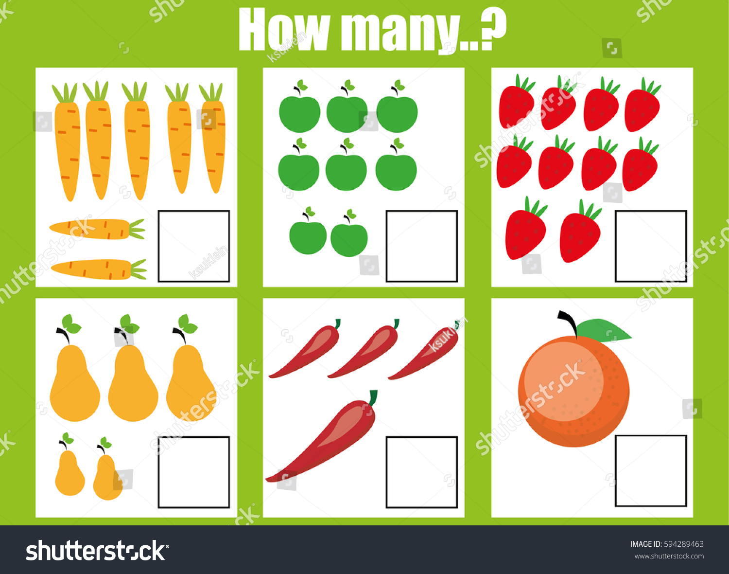 Counting Educational Children Game Kids Activity Stock Vector (Royalty ...