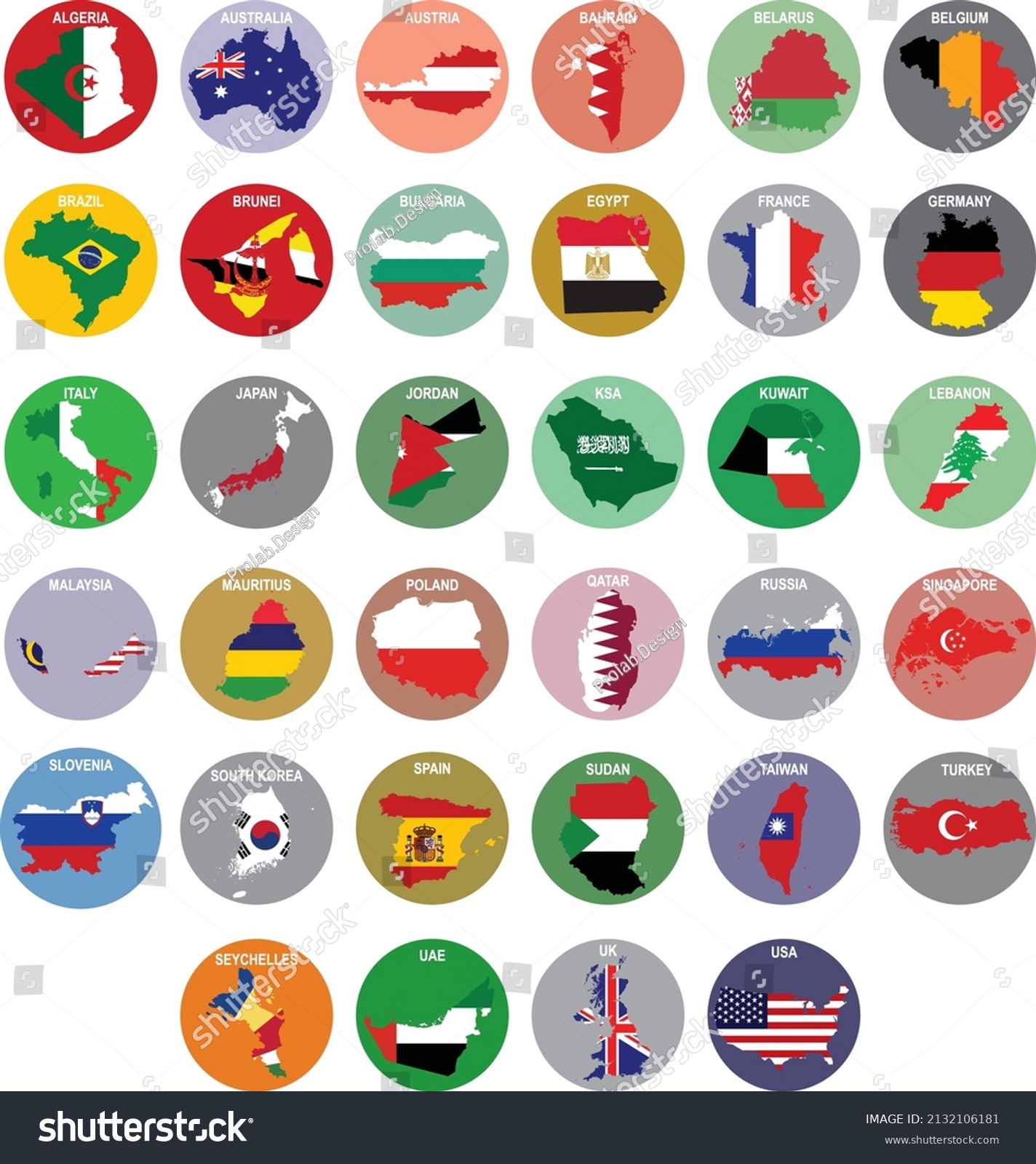 Country Map Integrated Flag Stock Vector (Royalty Free) 2132106181 ...