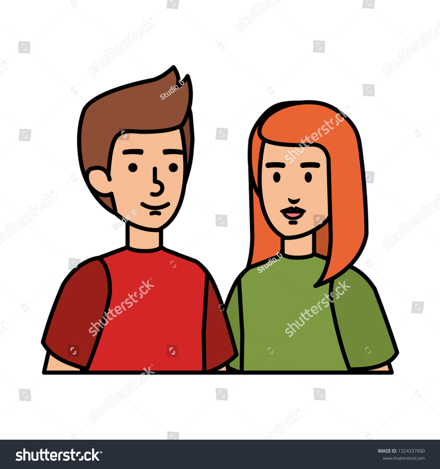 Couple Avatar Characters Icons Stock Vector Royalty Free 1324337600