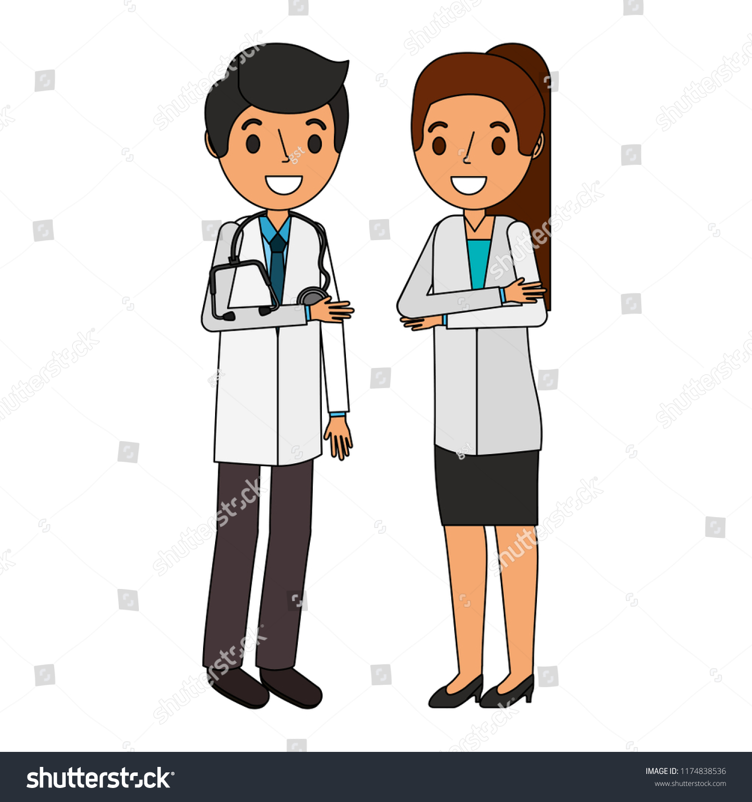 Couple Doctors Characters Icon Stock Vector (Royalty Free) 1174838536