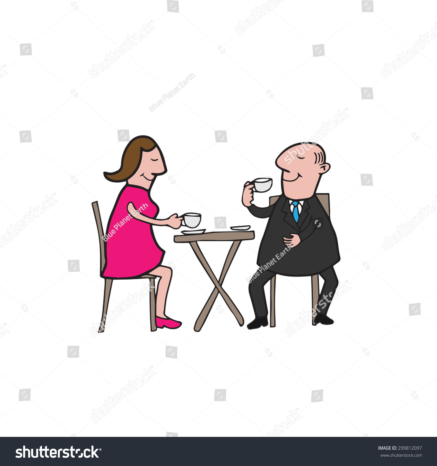 Couple Drinking Coffee Senior Cartoon Vector Stock Vector (Royalty Free ...