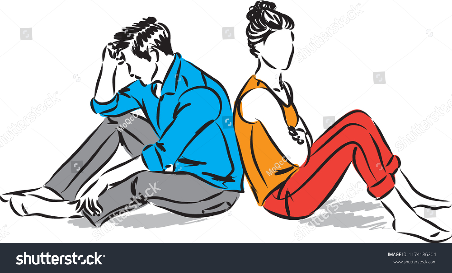 Couple Problems Vector Illustration Stock Vector (Royalty Free ...
