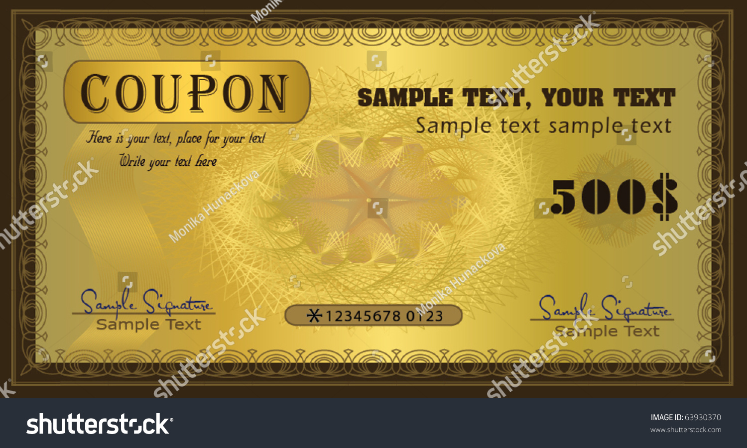 Coupon Certificate Gold Vector Template Stock Vector (Royalty Free ...