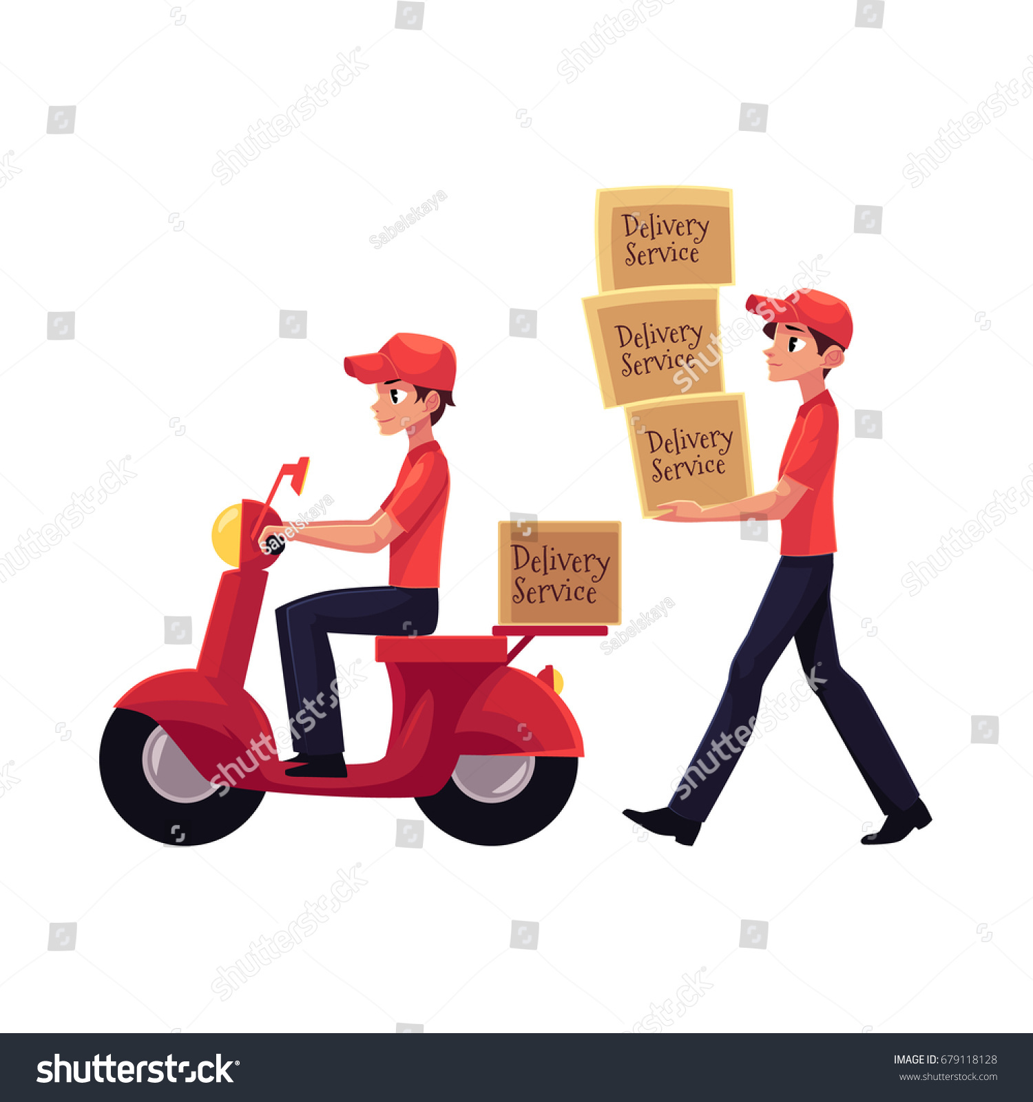 Courier Carrying Pile Boxes Delivering Packages Stock Vector (Royalty ... Courier Carrying Pile Boxes Delivering Packages Stock Vector (Royalty ...