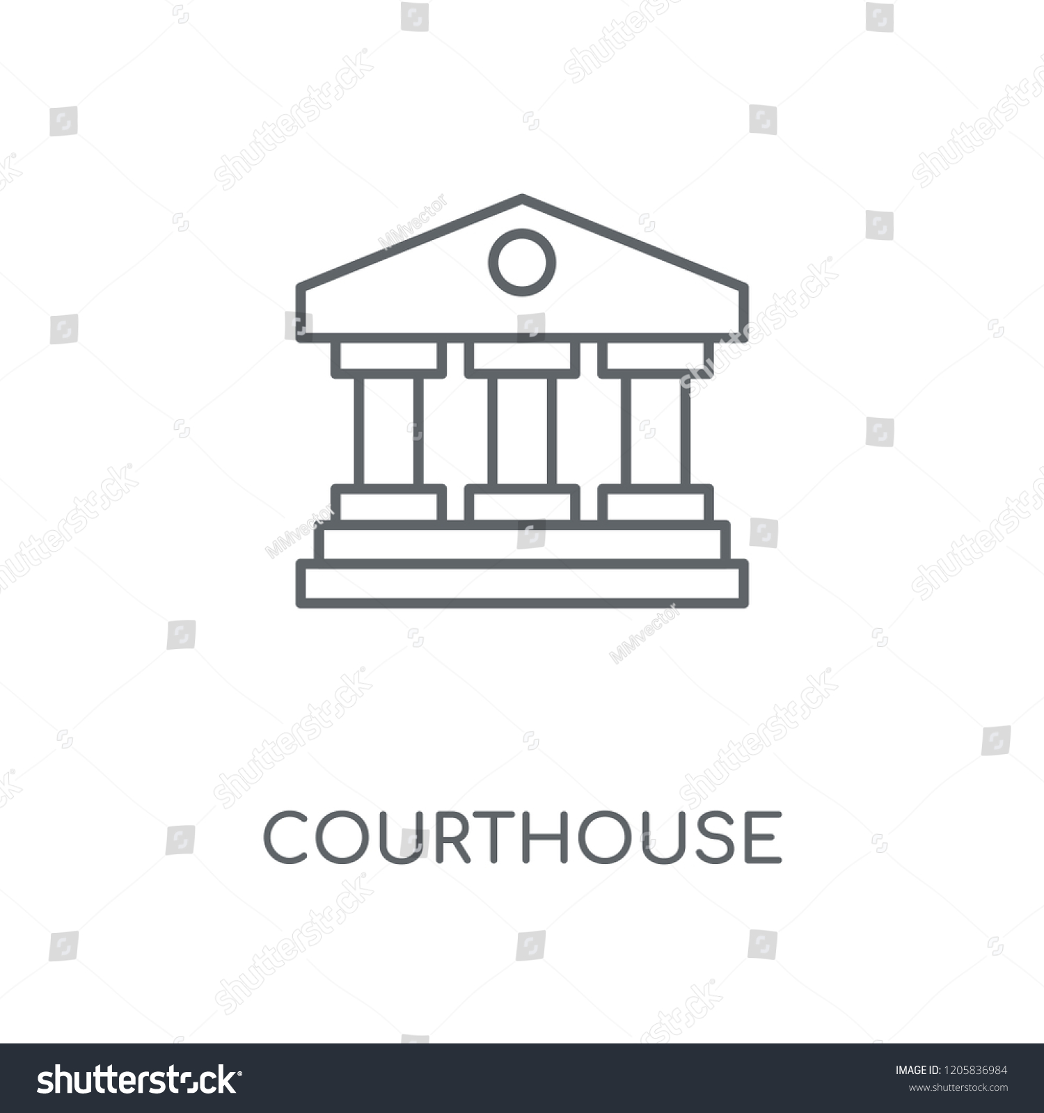 Courthouse Linear Icon Courthouse Concept Stroke Stock Vector (Royalty ...