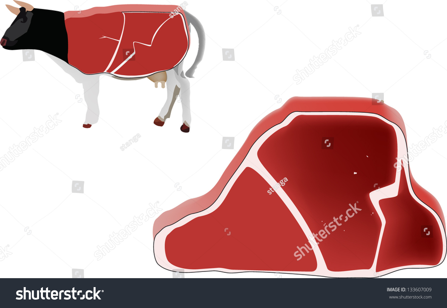 Cow Beef Slaughter Stock Vector (Royalty Free) 133607009
