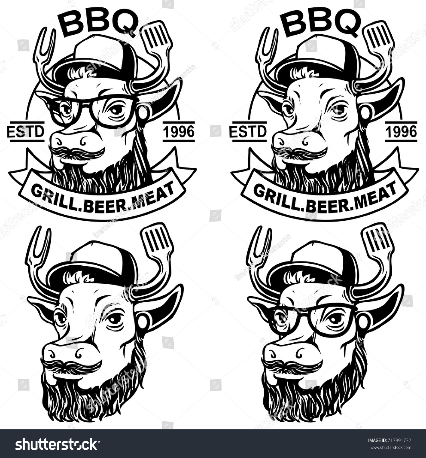 Cow Bbq Logo: vector de stock (libre de regalías) 717991732 | Shutterstock