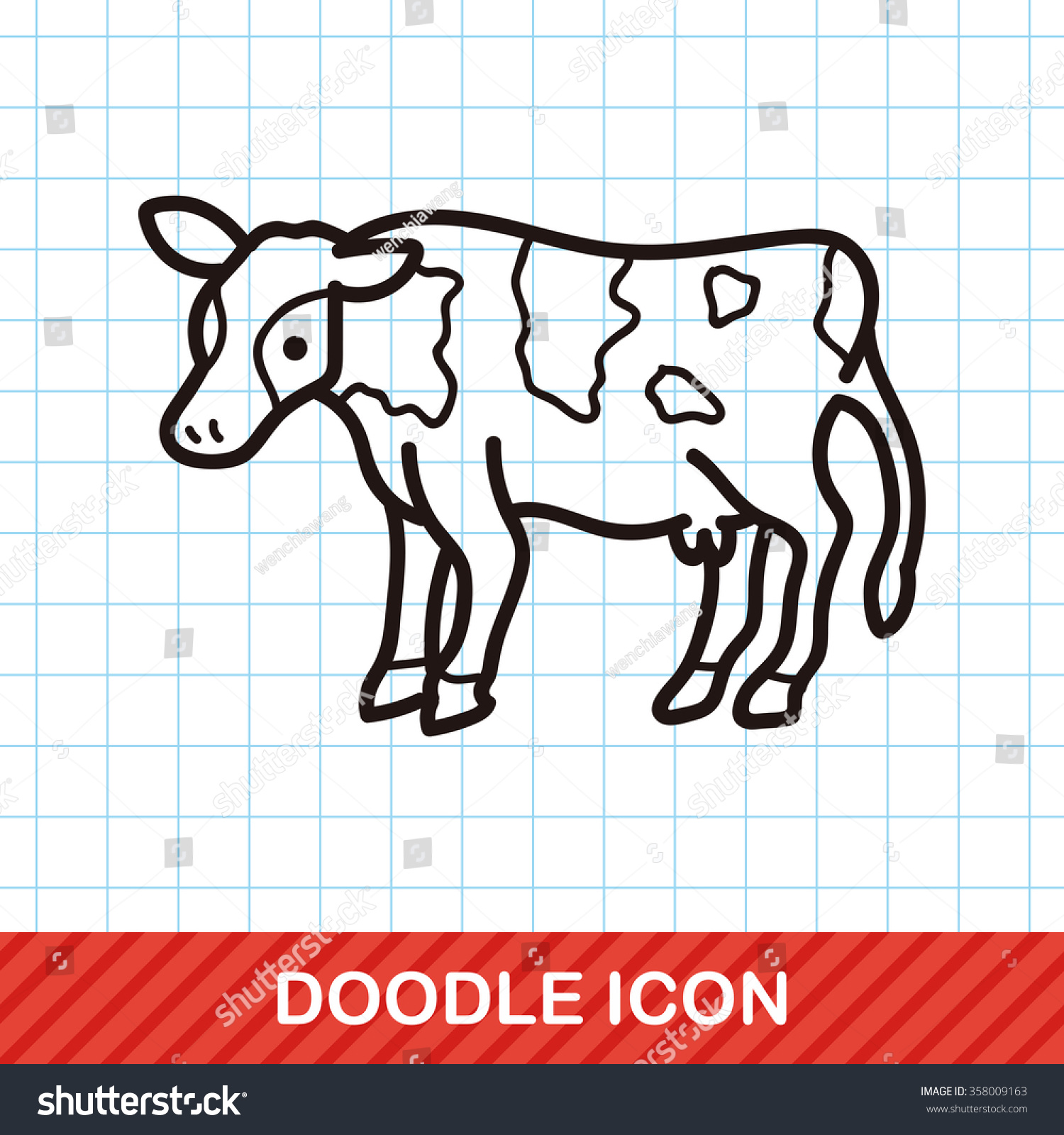 Cow Doodle Stock Vector 358009163 : Shutterstock