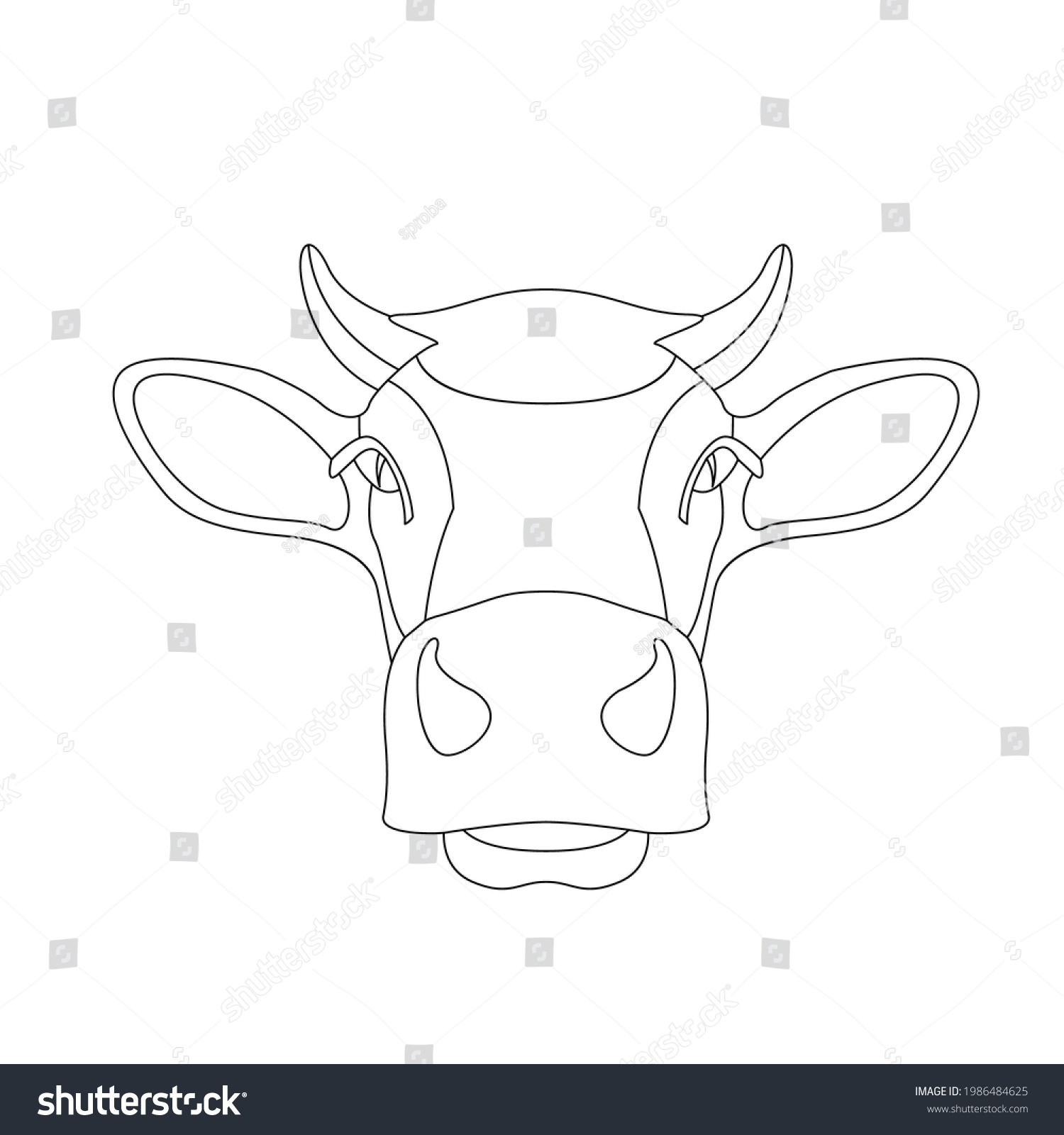 Cow Face Front View Vector Illustration Stock Vector (Royalty Free ...