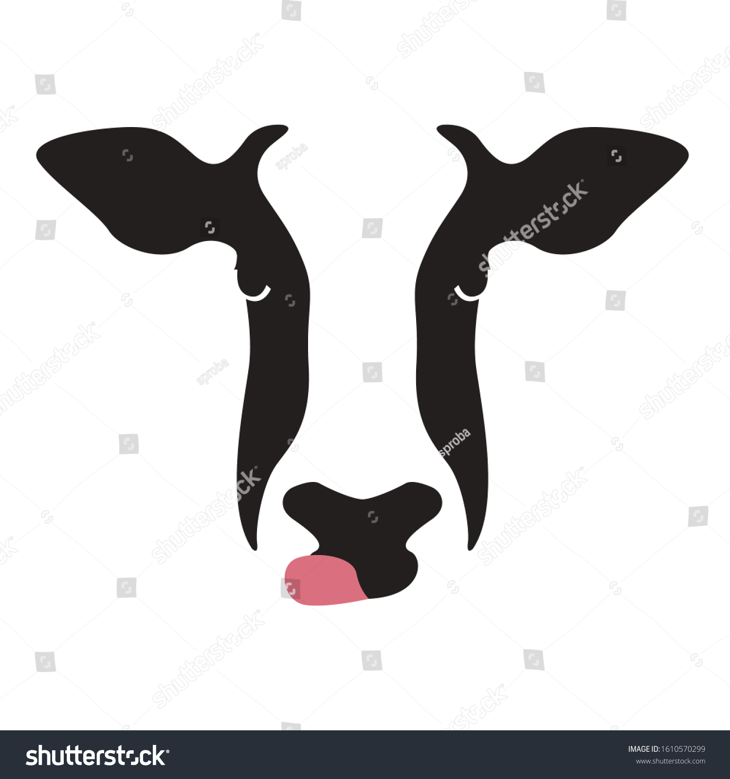 Vektor Stok Cow Face Vector Illustrationflat Style Front (Tanpa Royalti ...