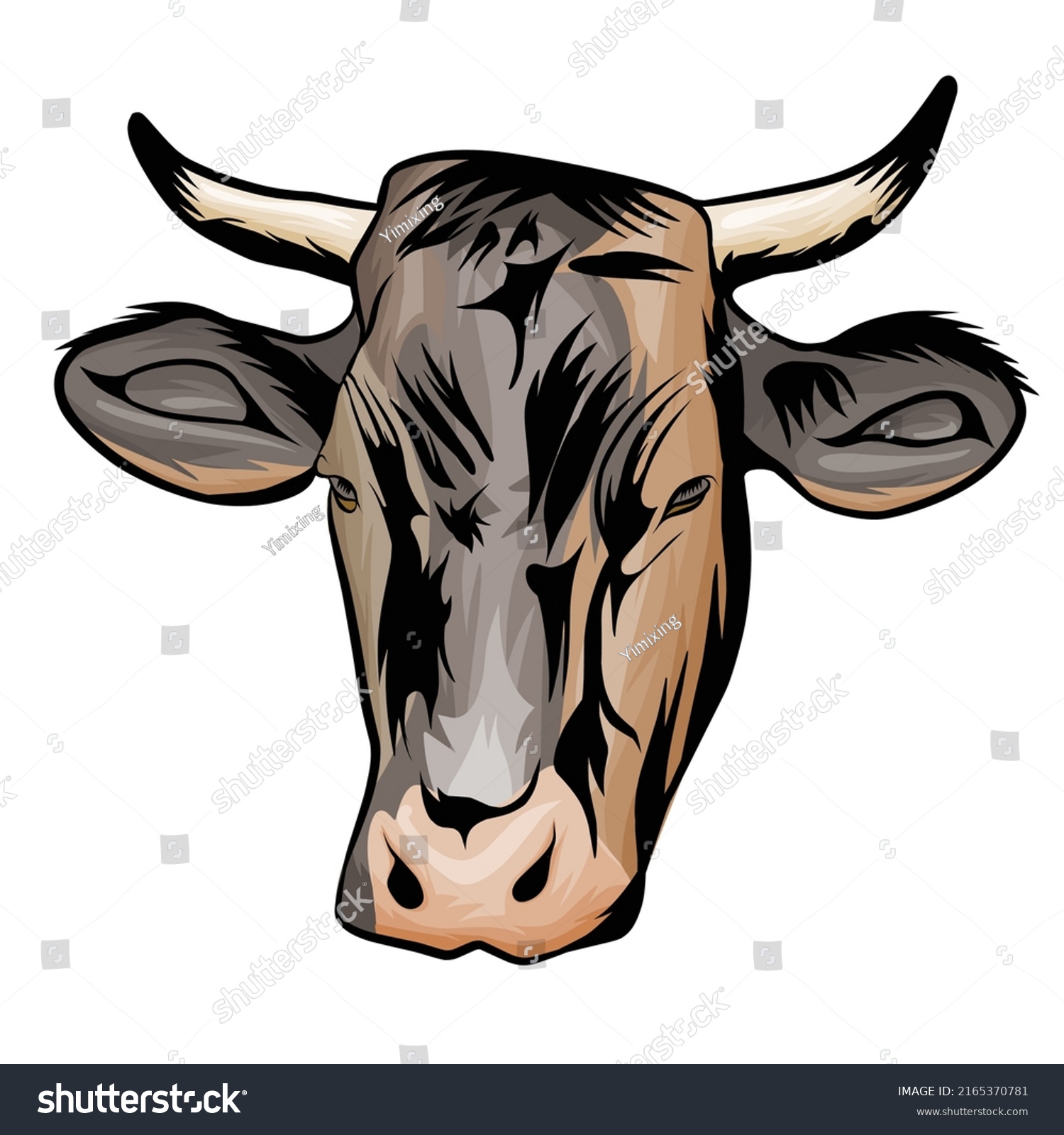 Cow Face Vector White Background Stock Vector (Royalty Free) 2165370781 ...